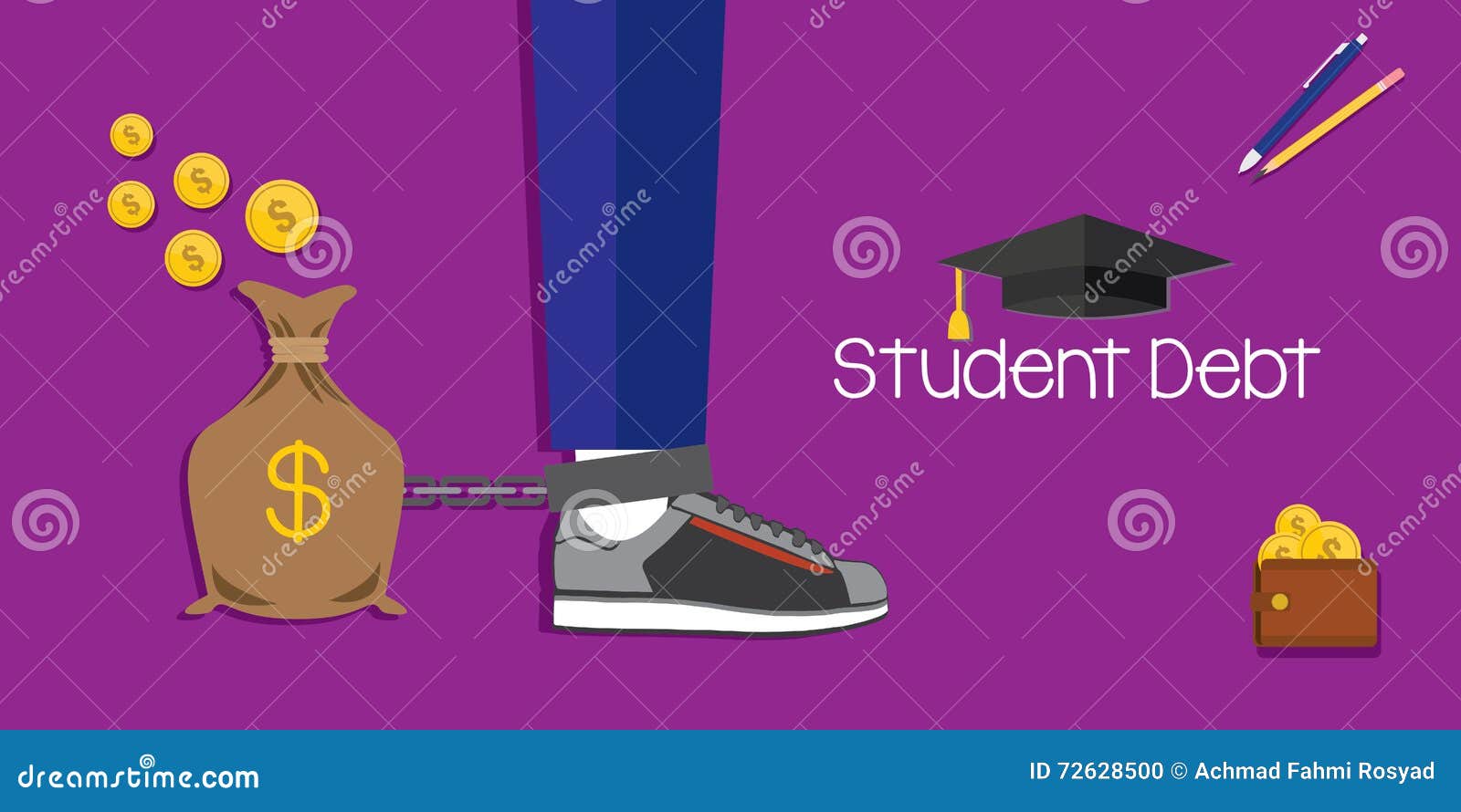 Student debt for education stock vector. Illustration of people - 72628500
