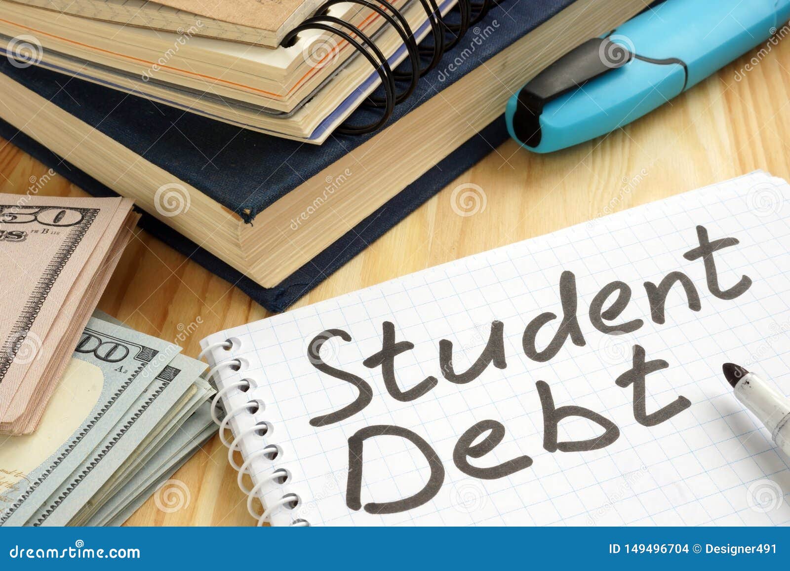 Student Debt Sign on a Page and Money Stock Photo - Image of money ...