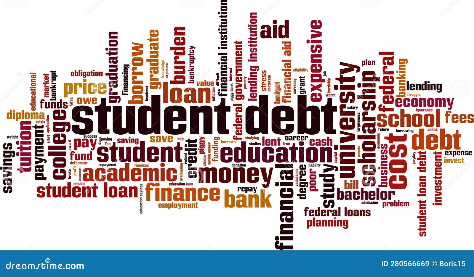 Student debt word cloud stock vector. Illustration of school - 280566669