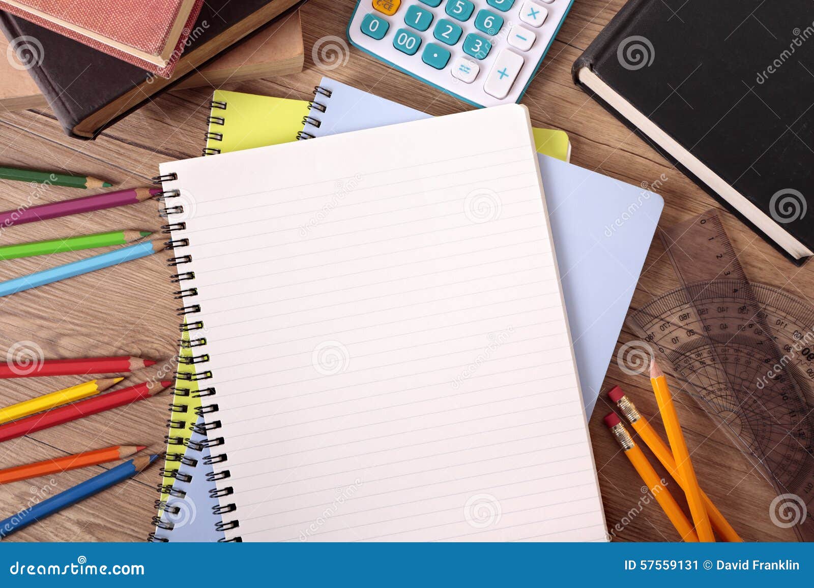 Student Desk Blank Open Notebook, Studying, Homework Concept, Copy ... Student Desk Blank Open Notebook, Studying, Homework Concept, Copy ...