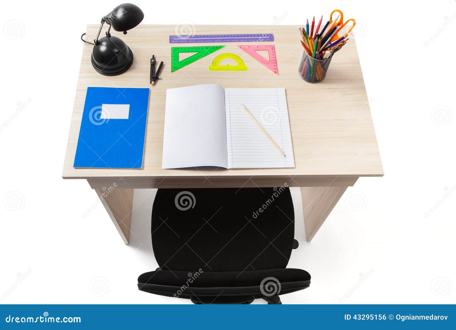Student Desk with Clipping Path Stock Photo - Image of chair ...