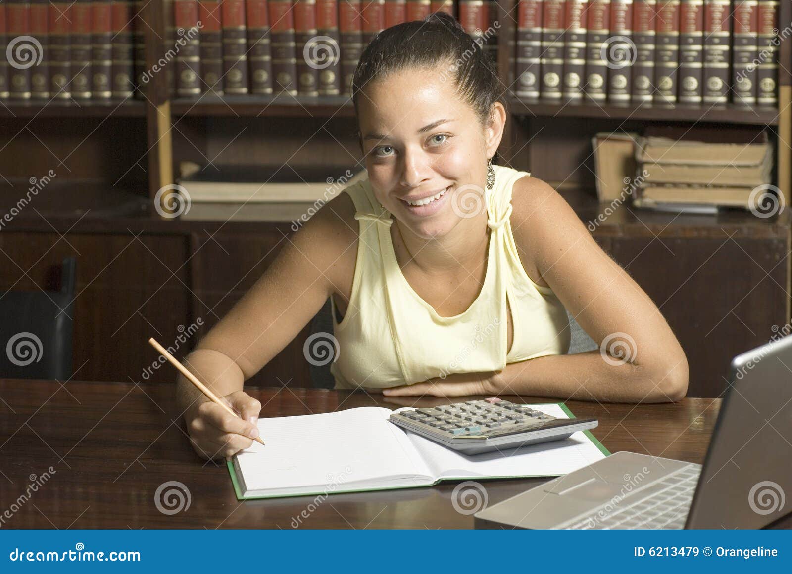 Student at Desk - Horizontal Stock Image - Image of binders, paper: 6213479