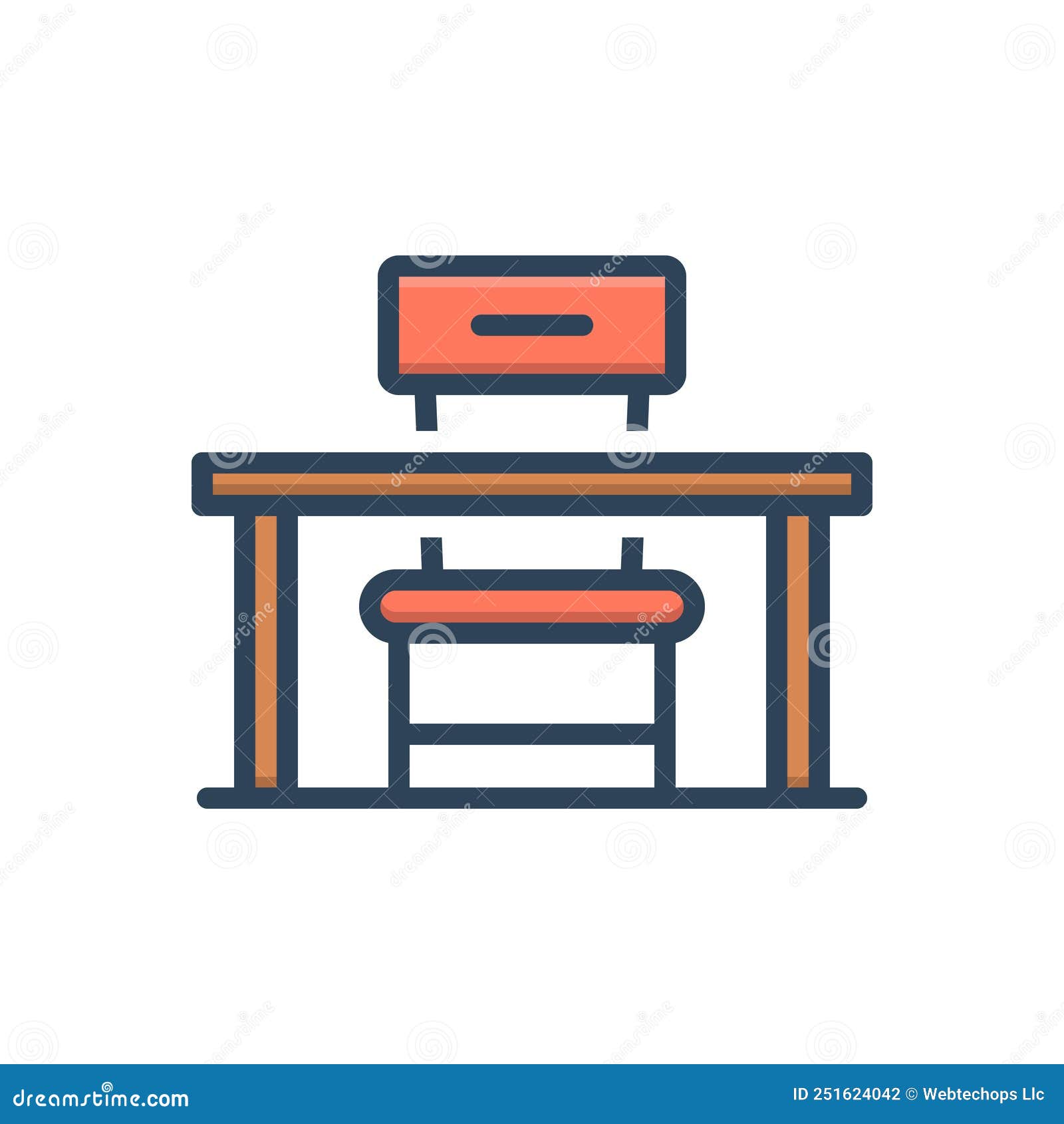 Color Illustration Icon for Student Desk, Student and Table Stock ...