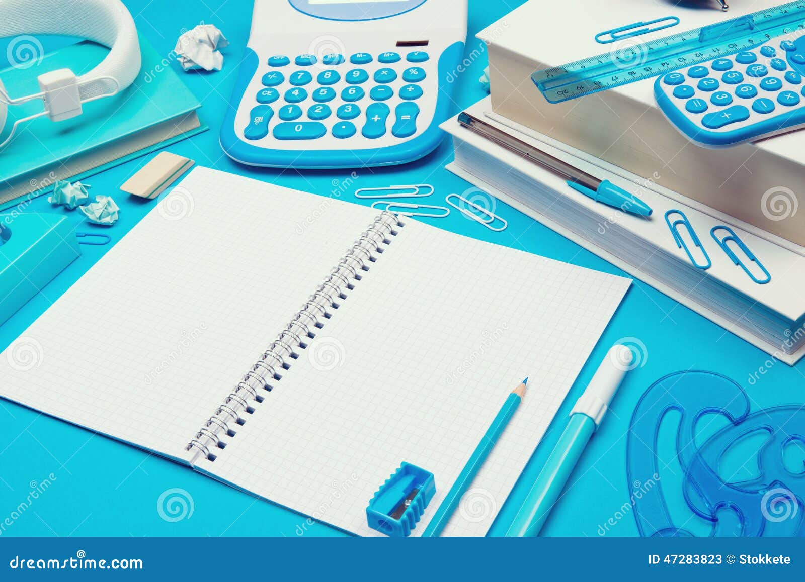 Student Desk with Open Notebook Stock Image - Image of colorful, music ...