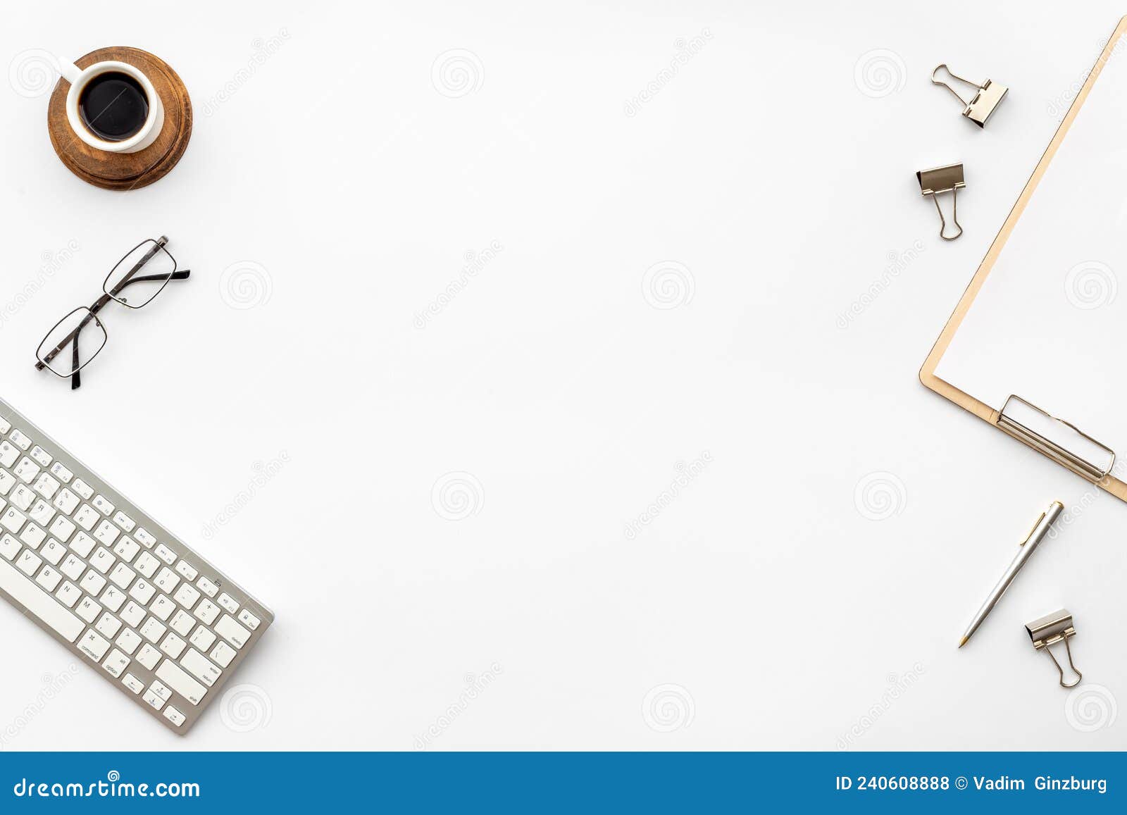 Student Desk Top View with Computer and Clipboard Editorial Stock Photo ...