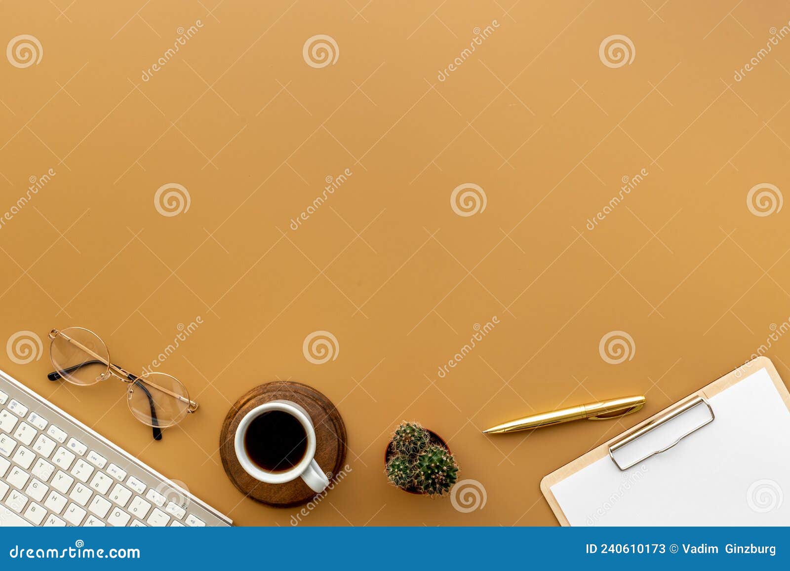 Student Desk Top View with Computer and Clipboard Stock Image - Image ...