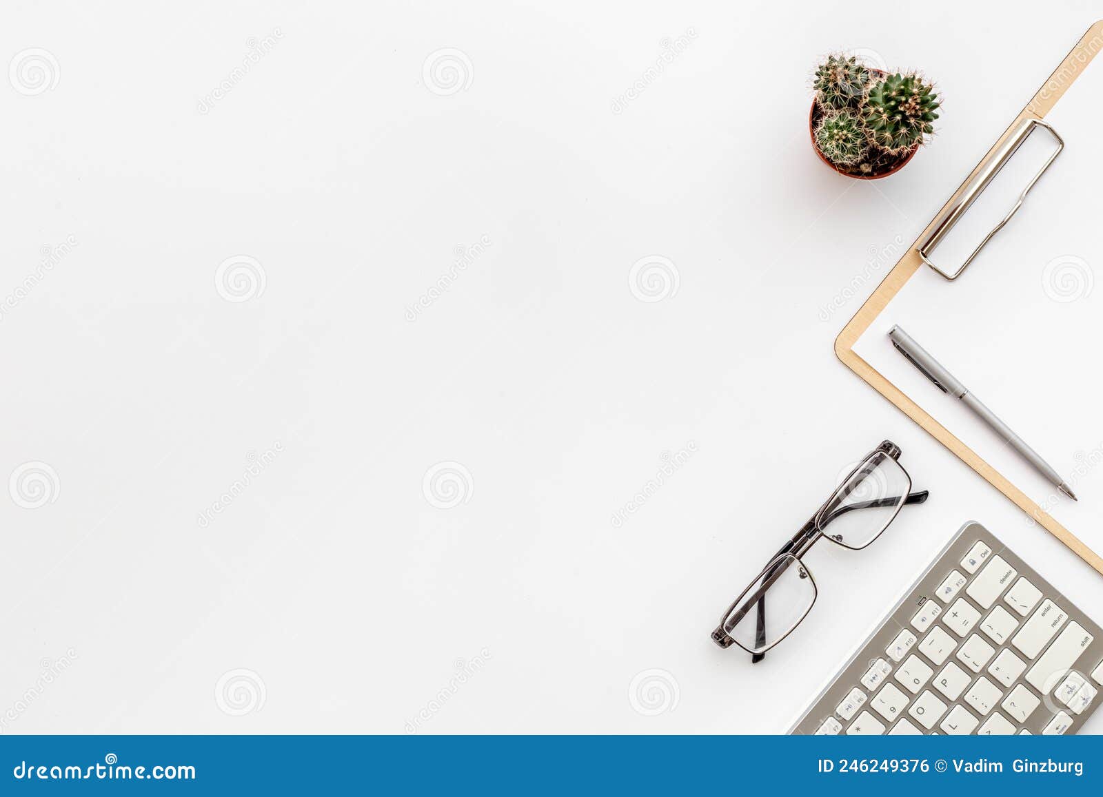 Student Desk Top View with Computer and Clipboard Stock Photo - Image ...
