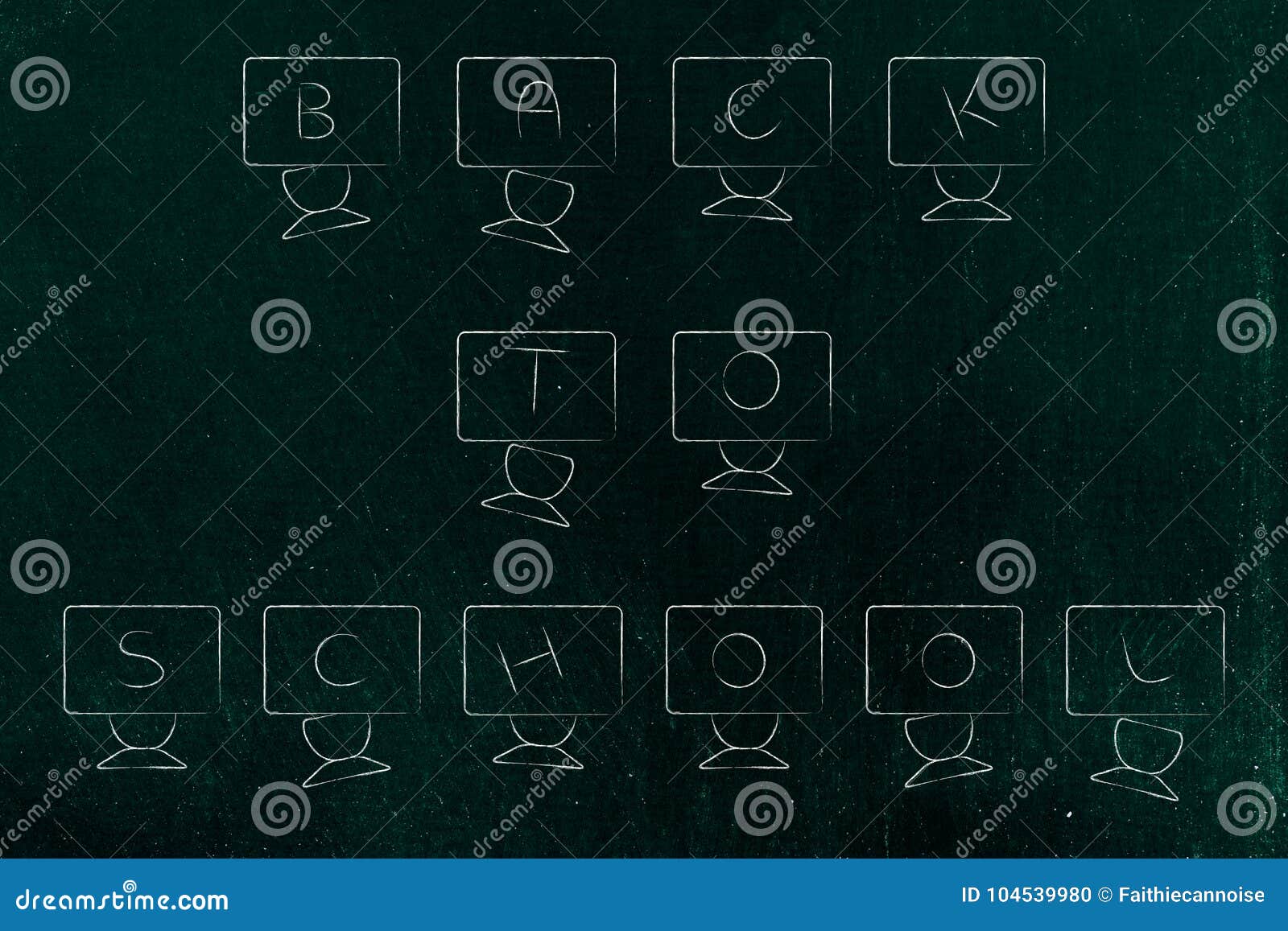 Student Desks with Back To School Text Stock Illustration ...