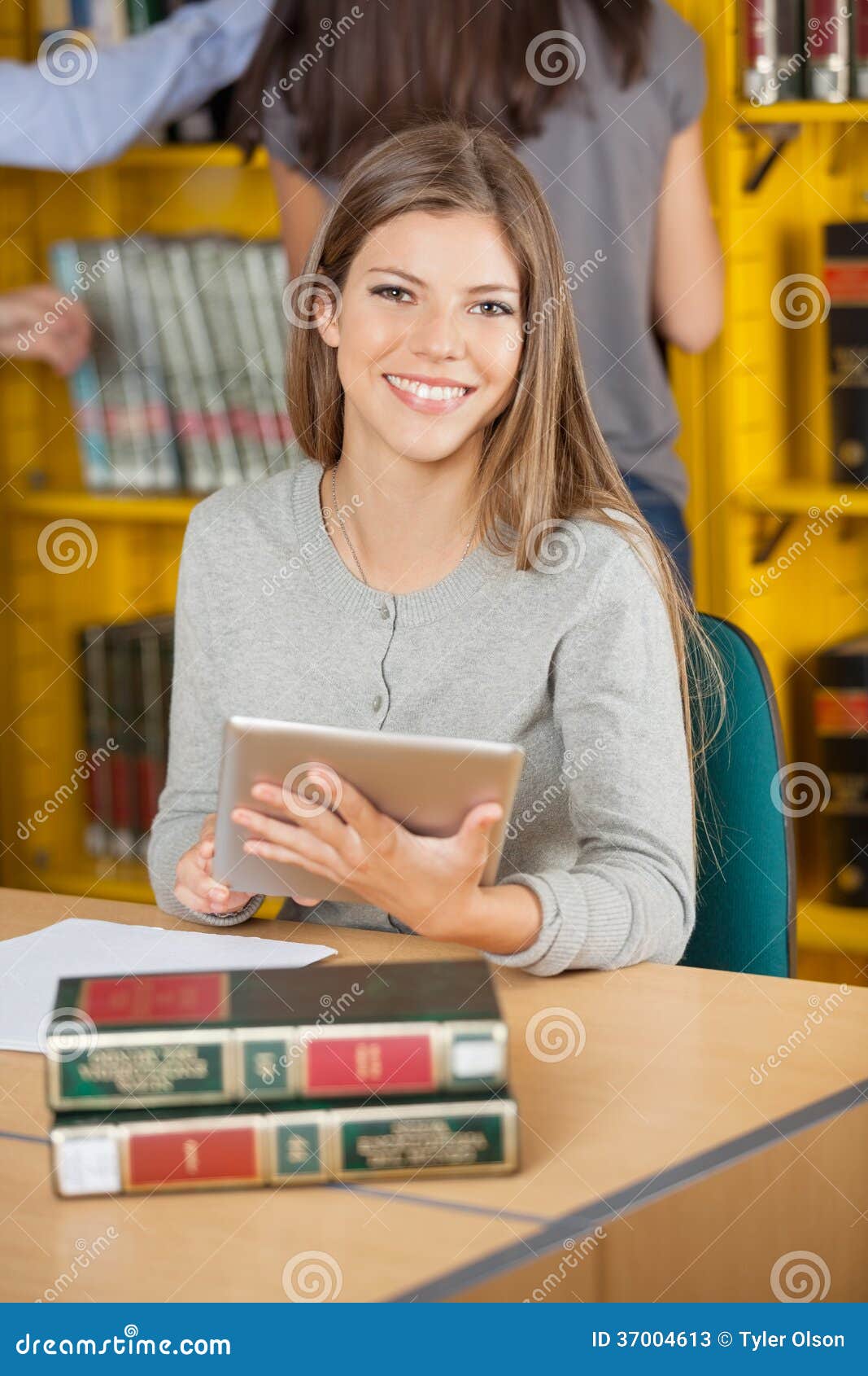 Student with Digital Tablet Studying in College Stock Image - Image of ...