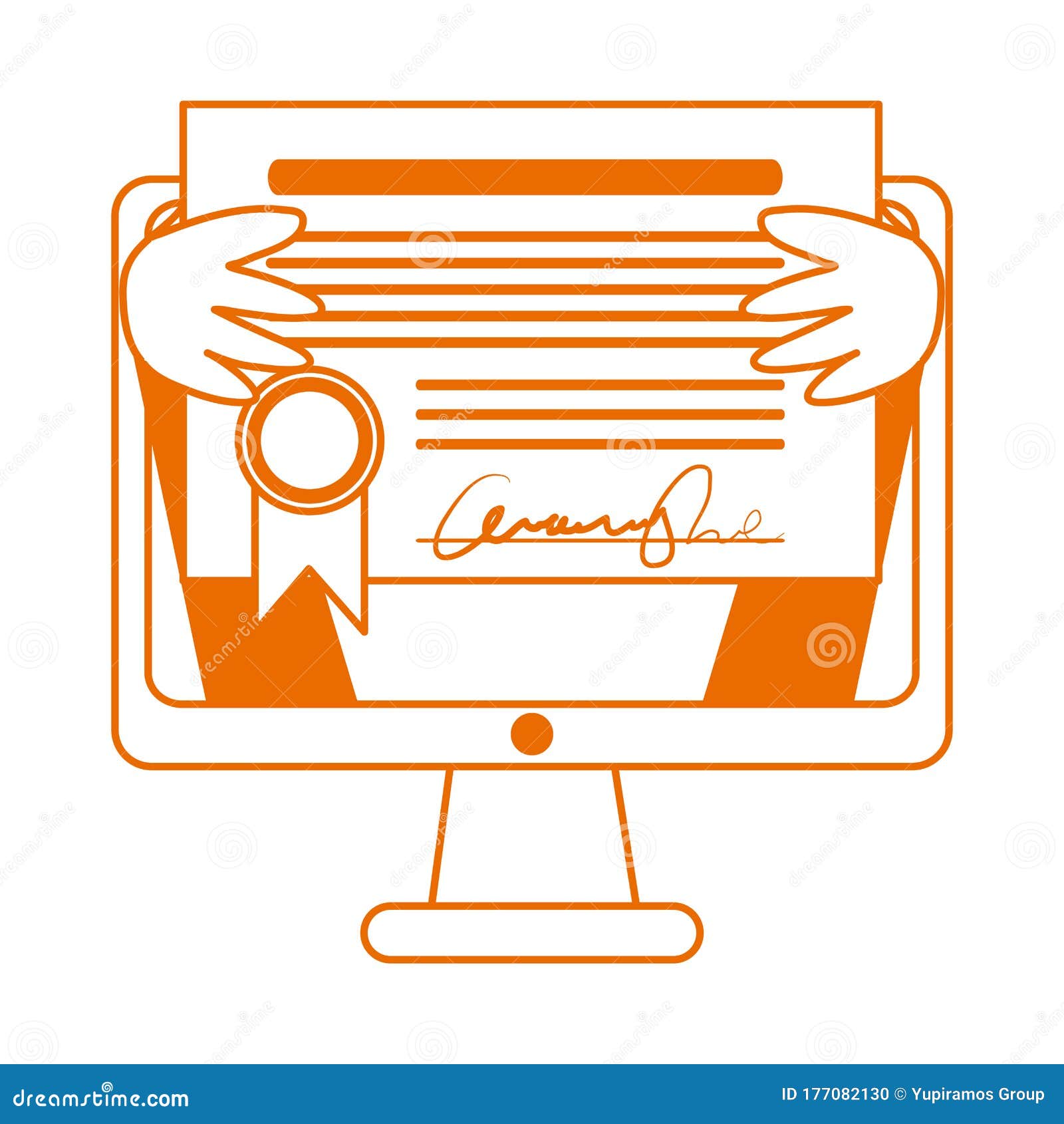 Student with Diploma in Computer Home Education Line Color Style Icon ...