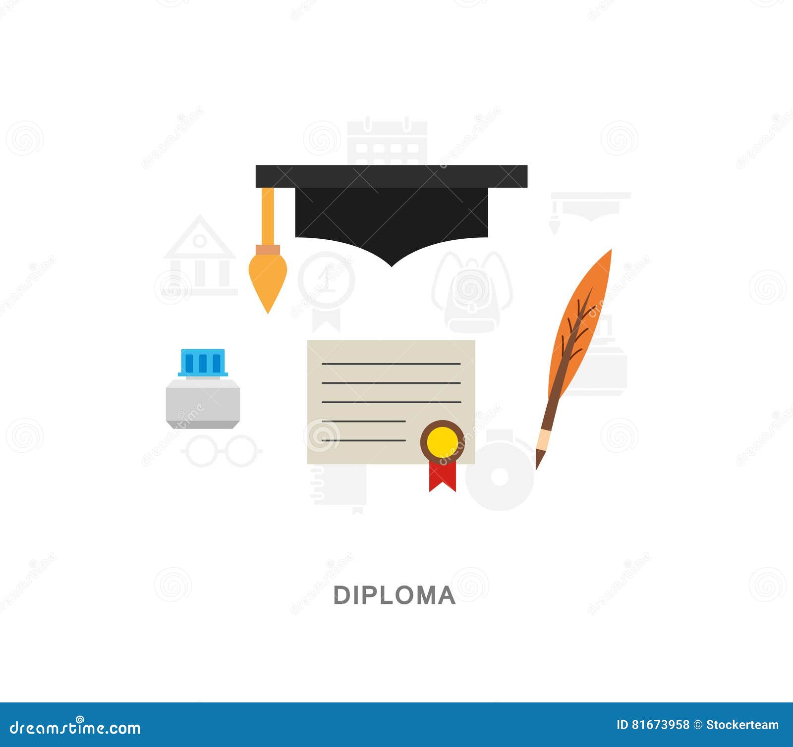 Student diploma icon set stock vector. Illustration of learning - 81673958
