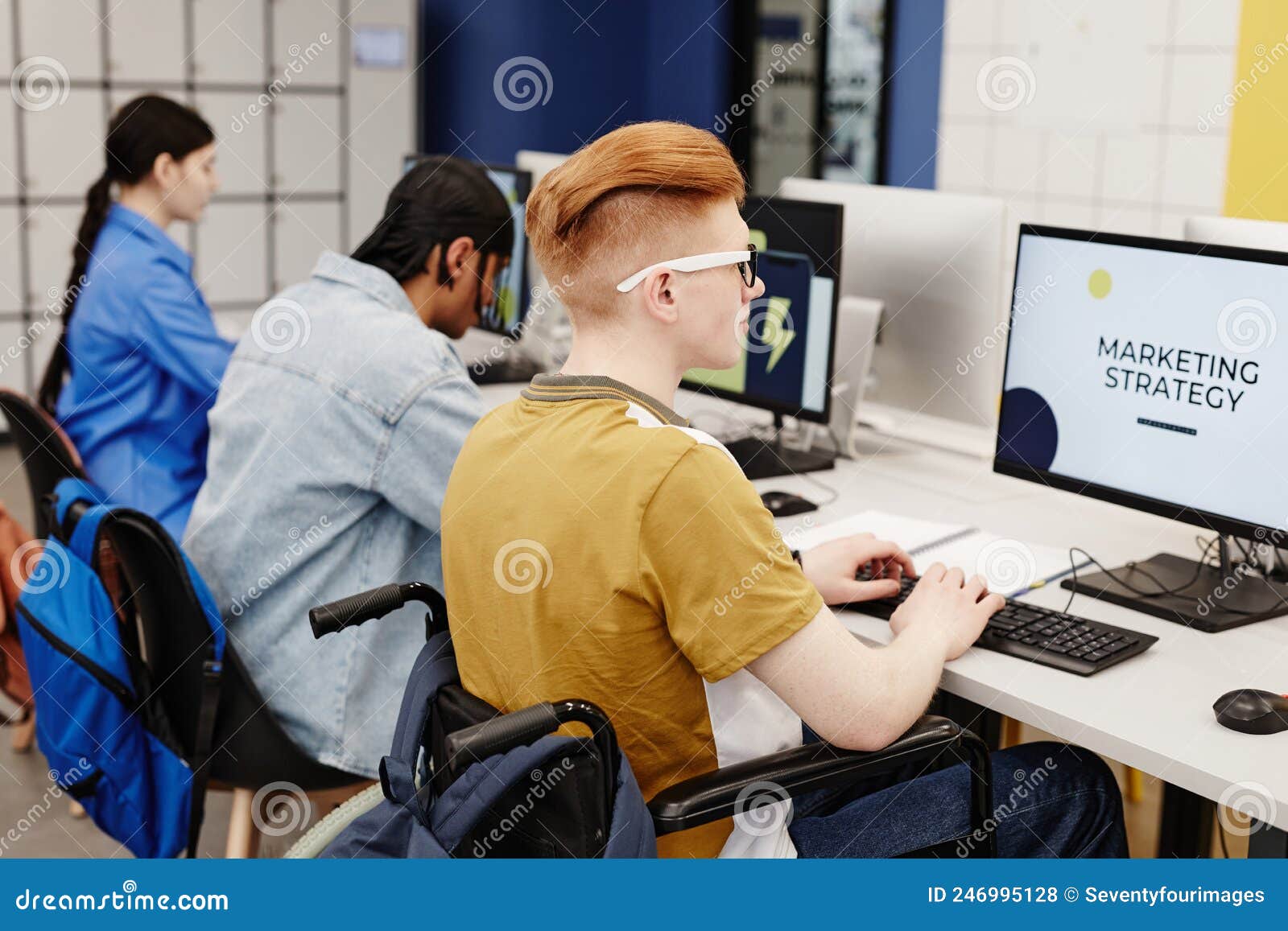 Student with Disability Using Computer in College Stock Photo - Image ...
