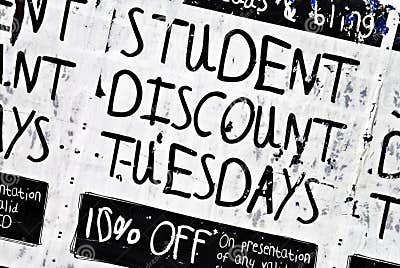 Student Discount Poster #1 stock image. Image of peeling - 5617057