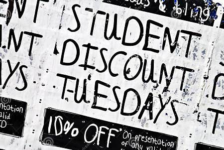 Student Discount Poster #1 stock image. Image of peeling - 5617057