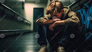 Student Discrimination or Abuse in School Corridor. Generative AI Stock ...