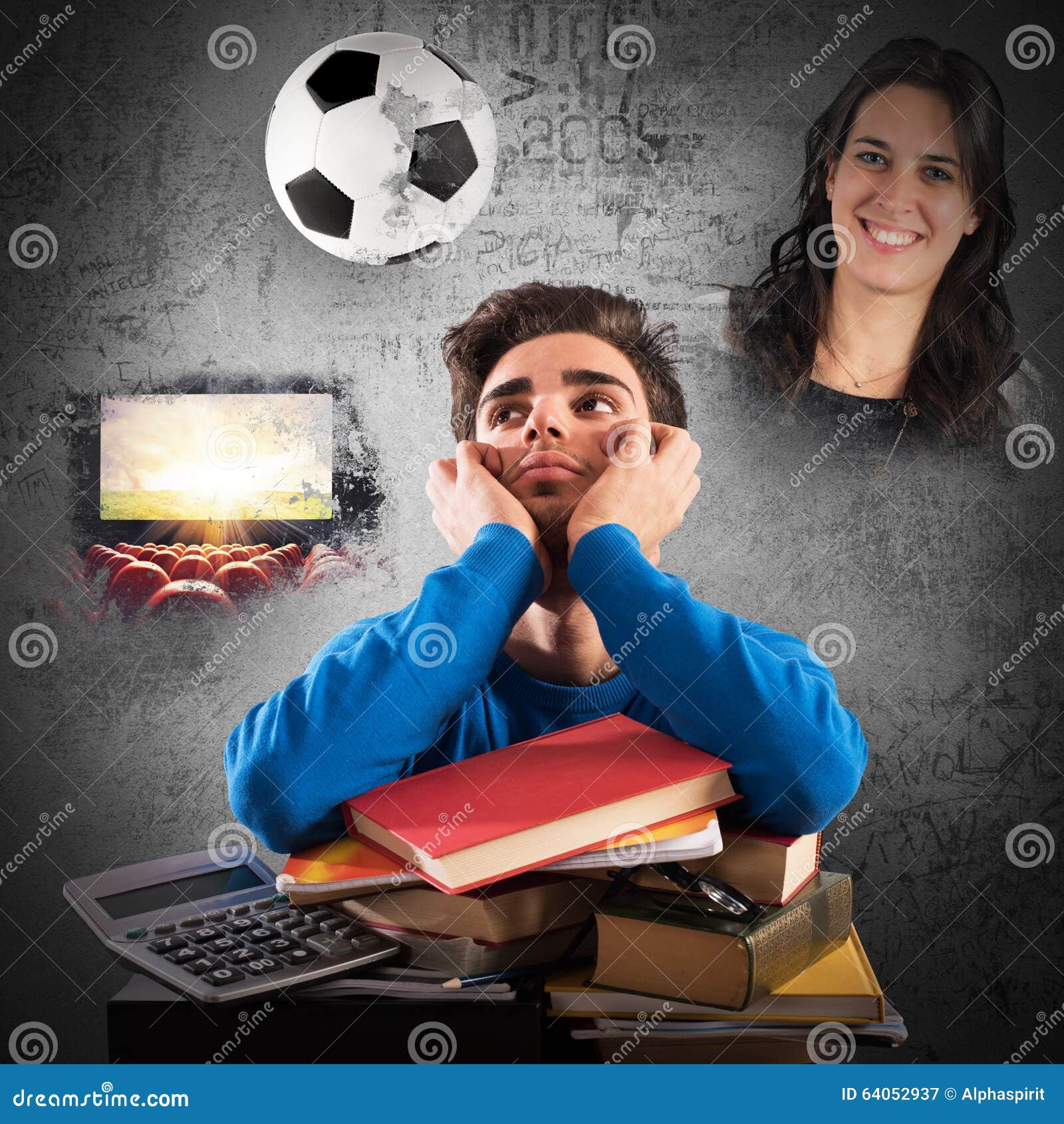 Student distracted stock image. Image of book, cognition - 64052937