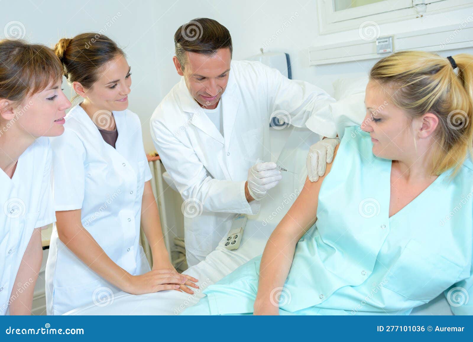 Student Doctor Performing Injection Stock Photo - Image of consultation ...