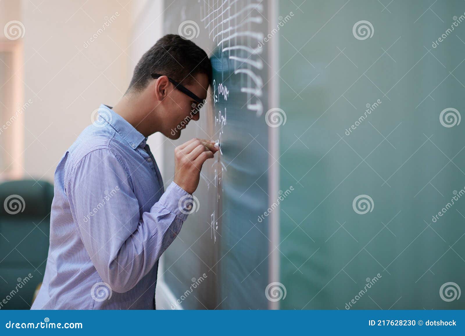 The Student Does the Task on the Board Stock Photo - Image of solving ...