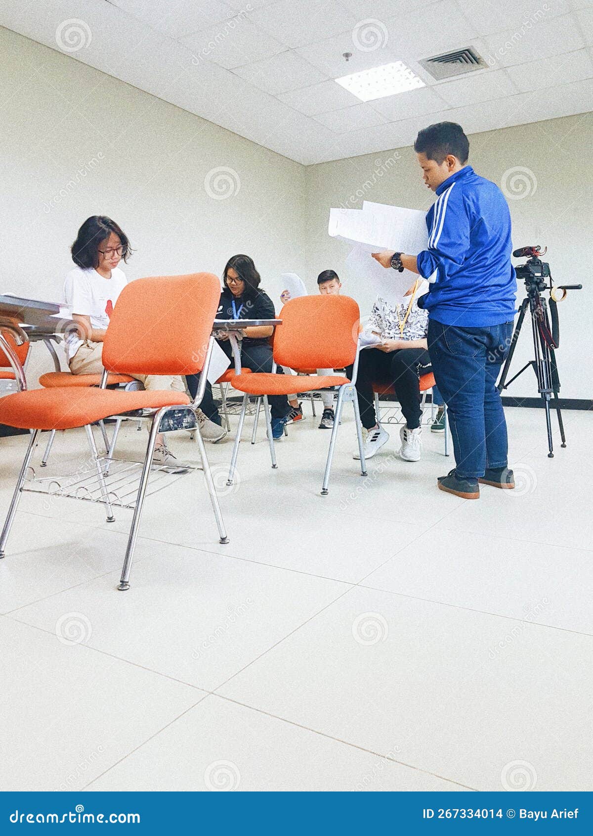 Student Doing a Discussion in Class Editorial Stock Image - Image of ...