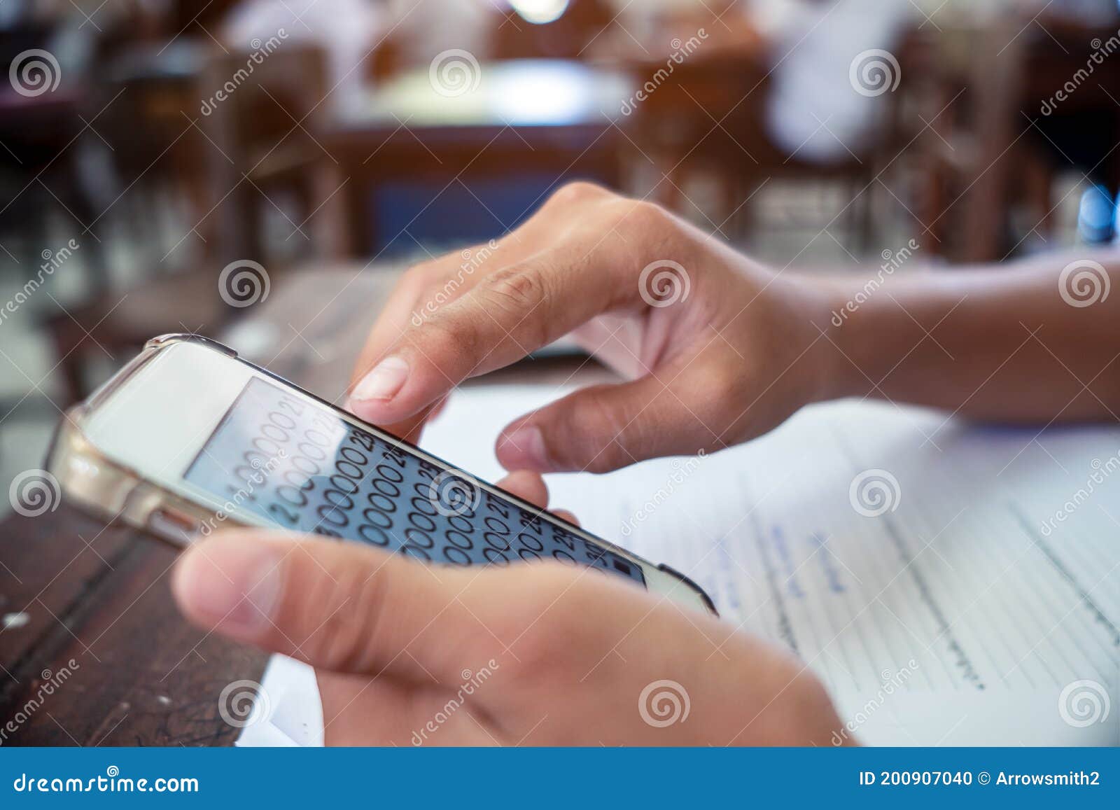 Student Doing Educational Exam Test by Smartphone with Stress Stock ...