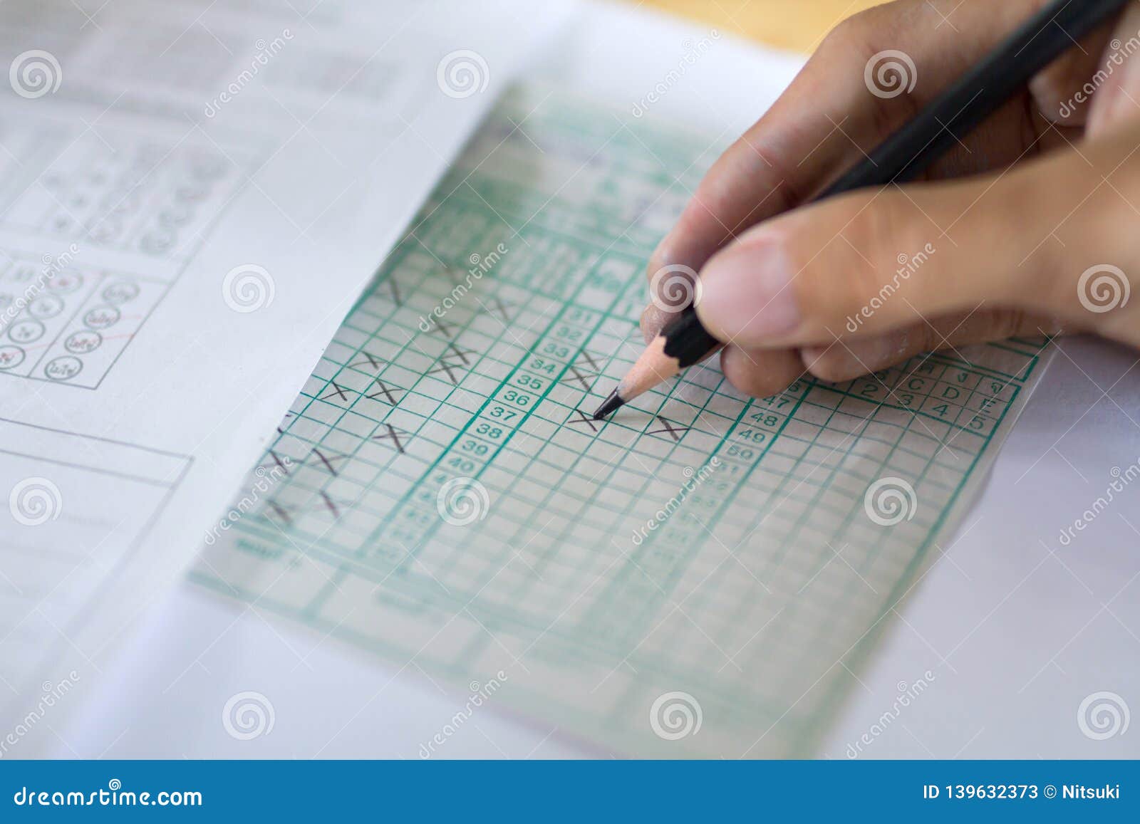 Student Doing an Examine in Classroom Stock Image - Image of school ...
