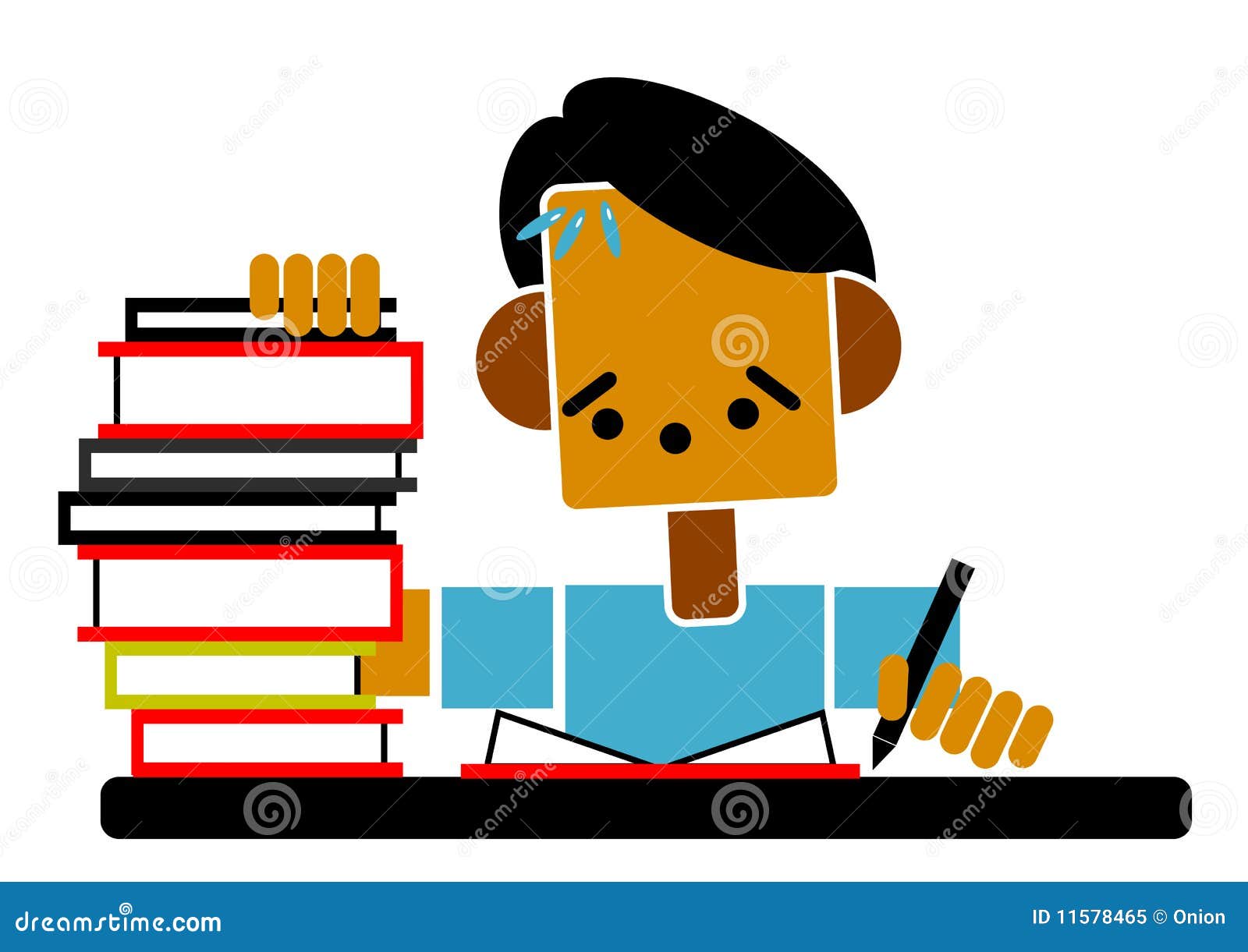 Student doing homework stock illustration. Illustration of burden ...