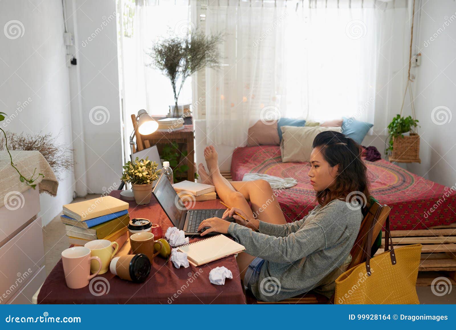 Student doing homework stock photo. Image of homework - 99928164