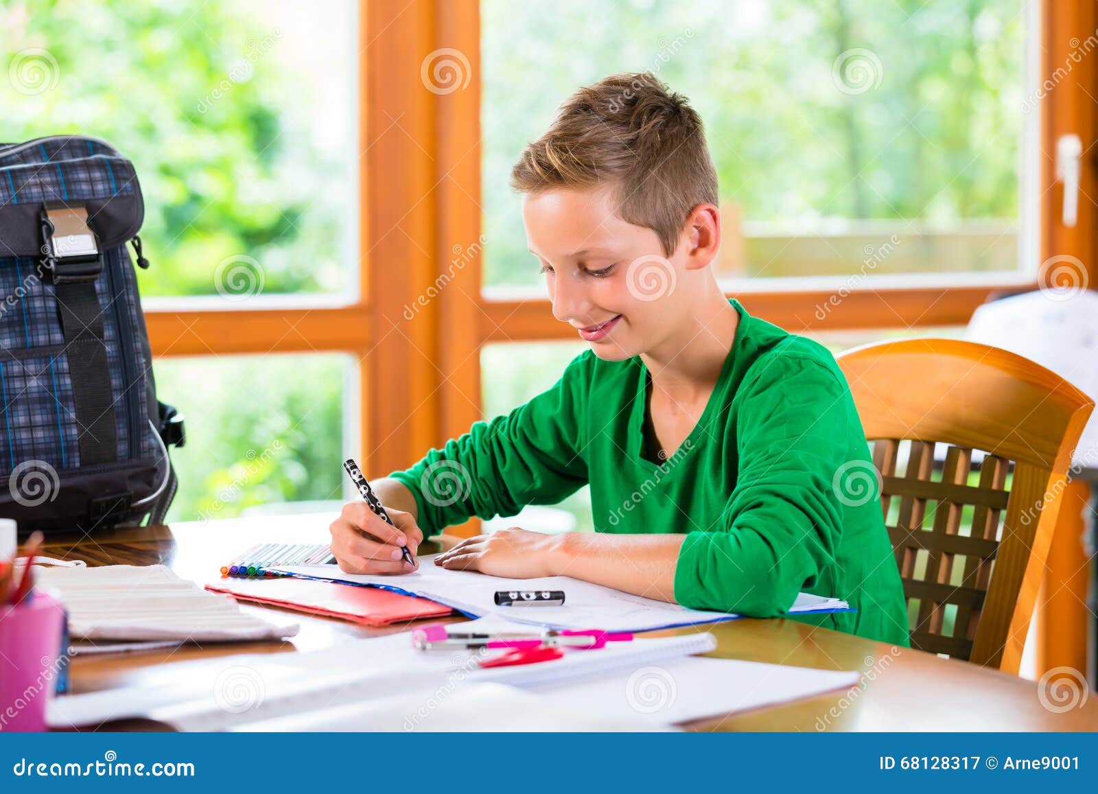 Student Doing Homework Assignment Stock Image - Image of working ...