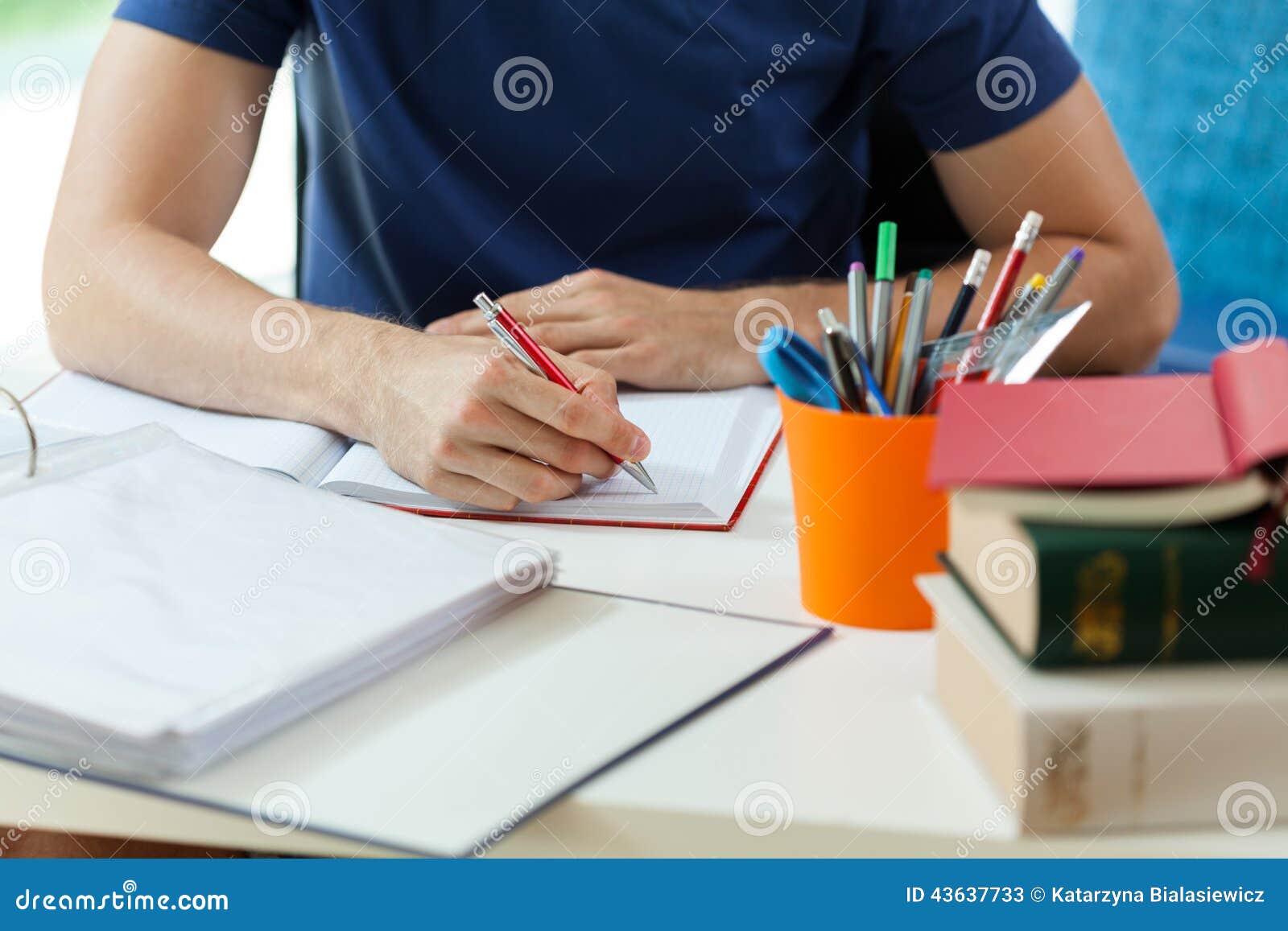 Student during Doing Homework Stock Image - Image of caucasian, room ...