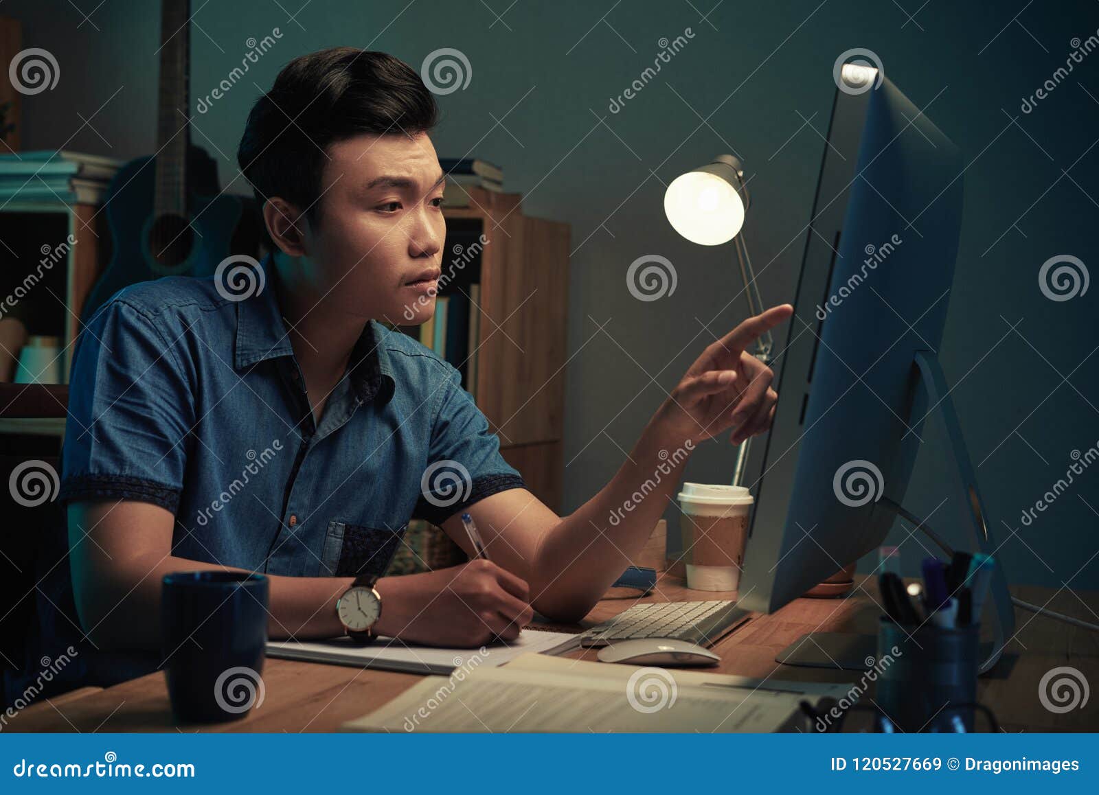 Student Doing Homework Late at Night Stock Image - Image of student ...