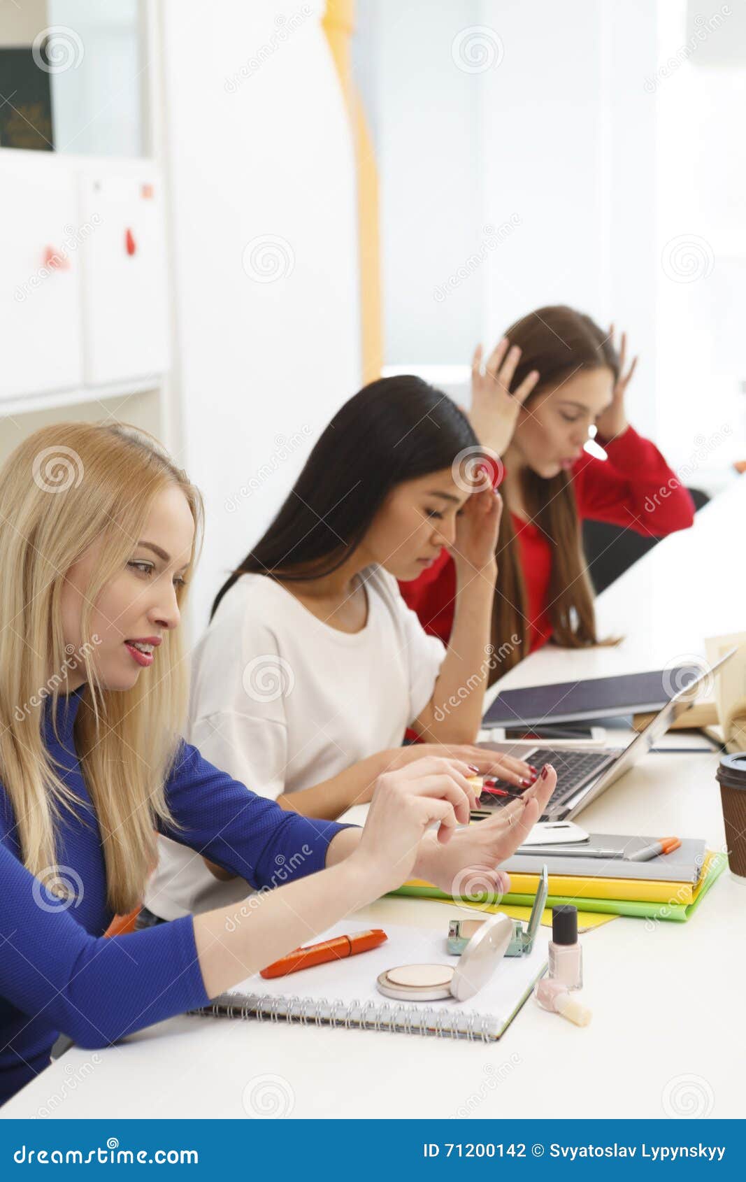 Student doing makeup stock photo. Image of education - 71200142