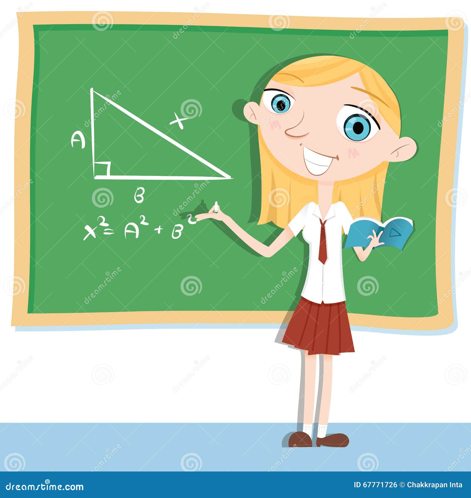 Student Doing Math on Chalkboard. Stock Vector - Illustration of ...