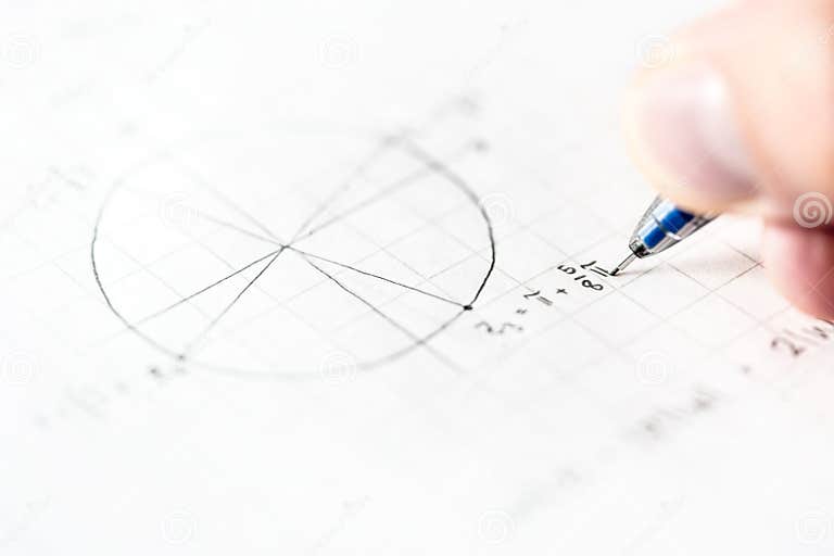 Student Doing Math Homework or Mathematics Test in School Class. Stock ...