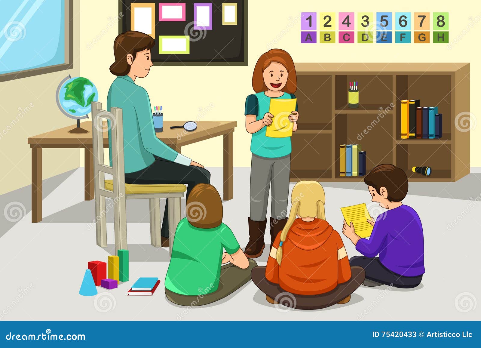 Student Doing Presentation stock vector. Illustration of childhood ...