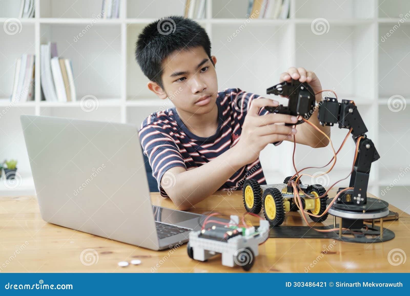 Student Doing Robot Project in Science Technology of Robotics ...