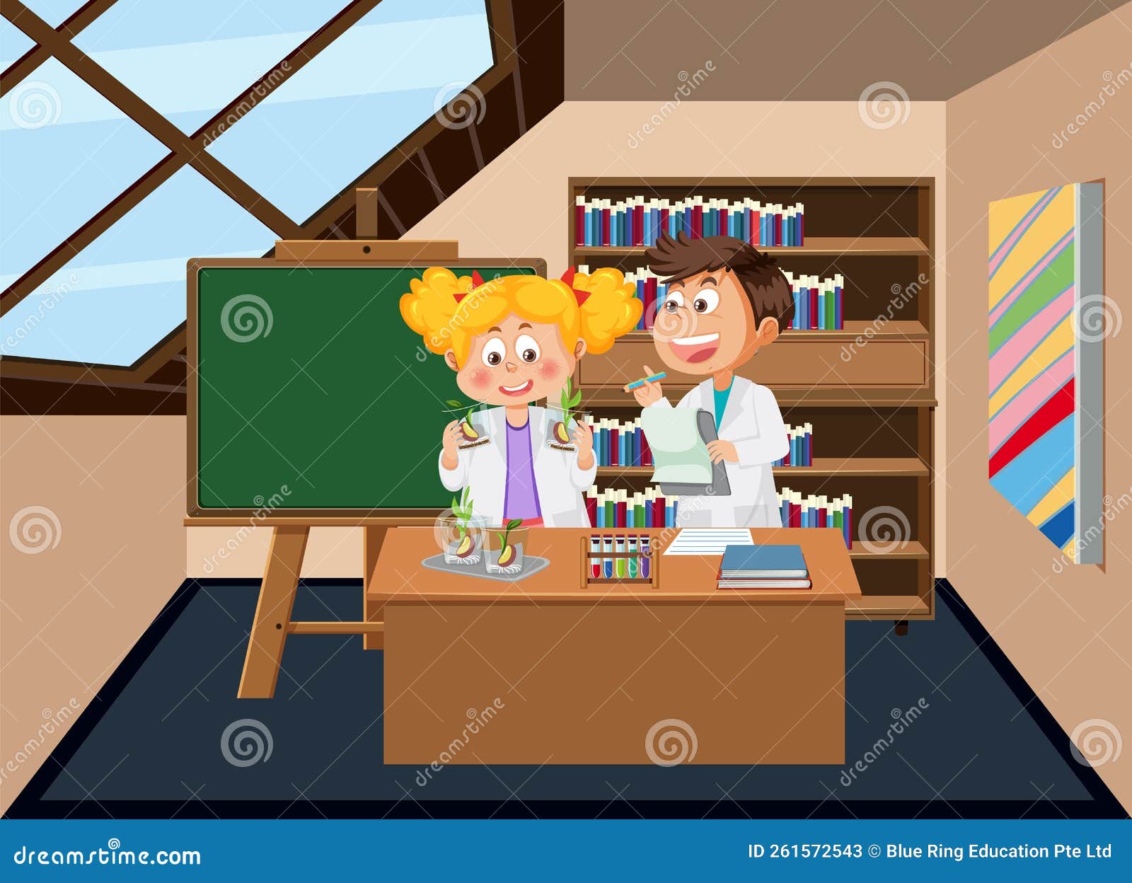 Student Doing Science Experiment in Laboratory Stock Vector ...