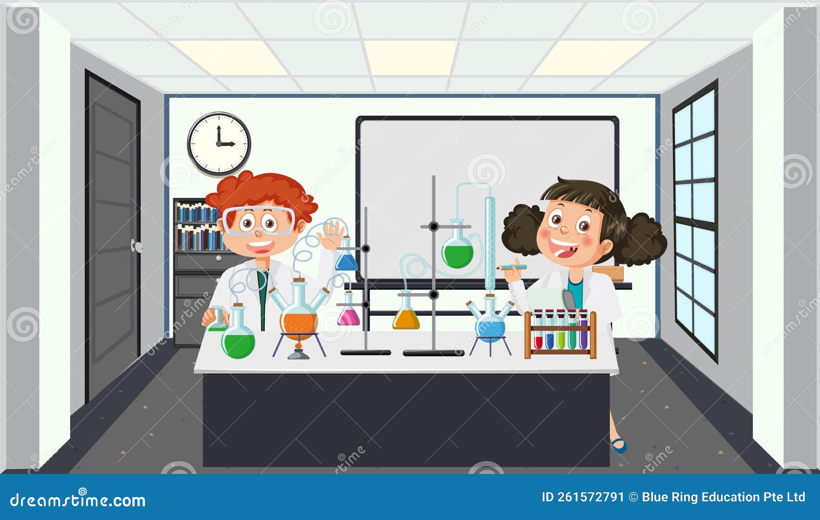 Student Doing Science Experiment in Laboratory Stock Vector ...