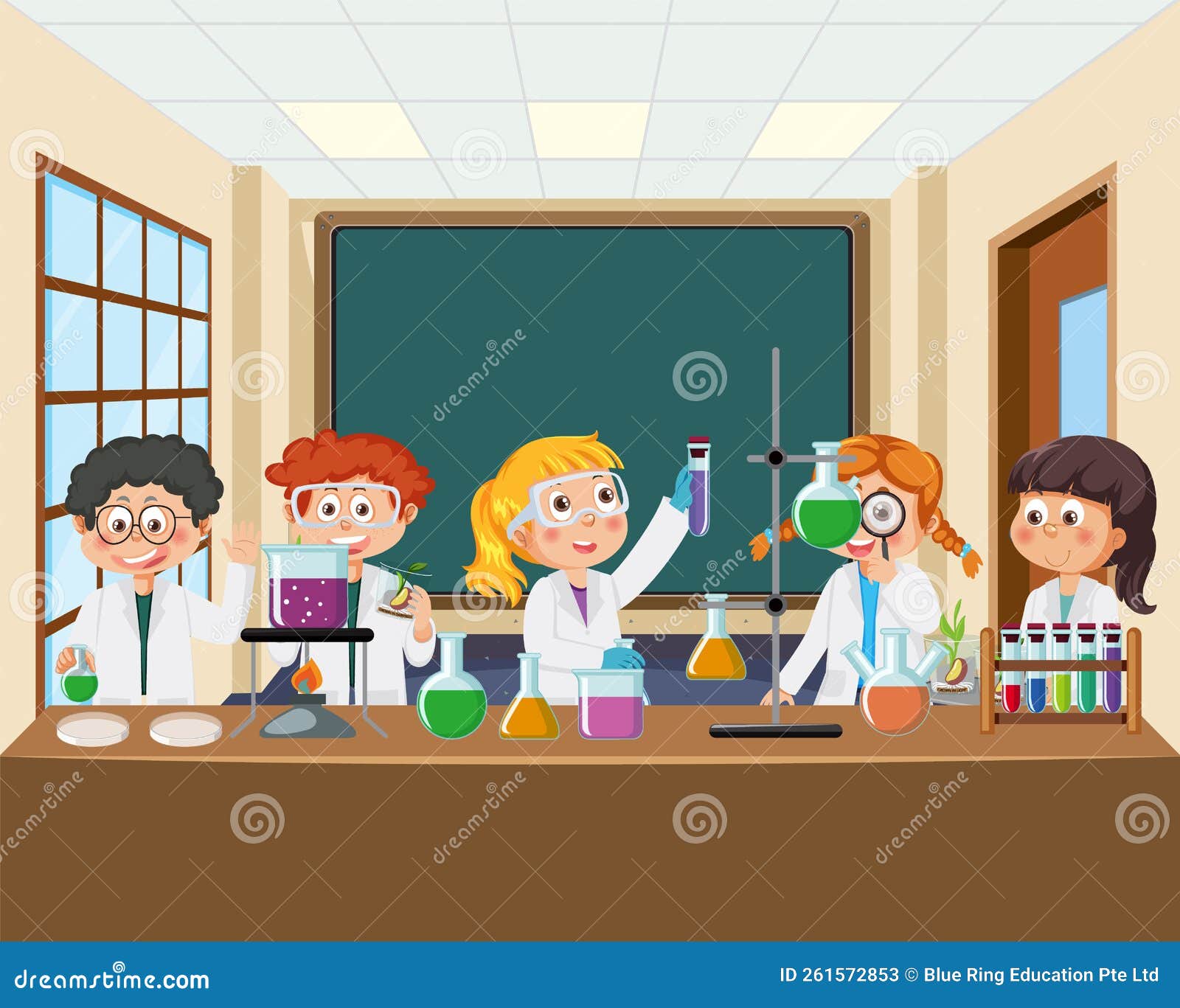 Student Doing Science Experiment in Laboratory Stock Vector ...