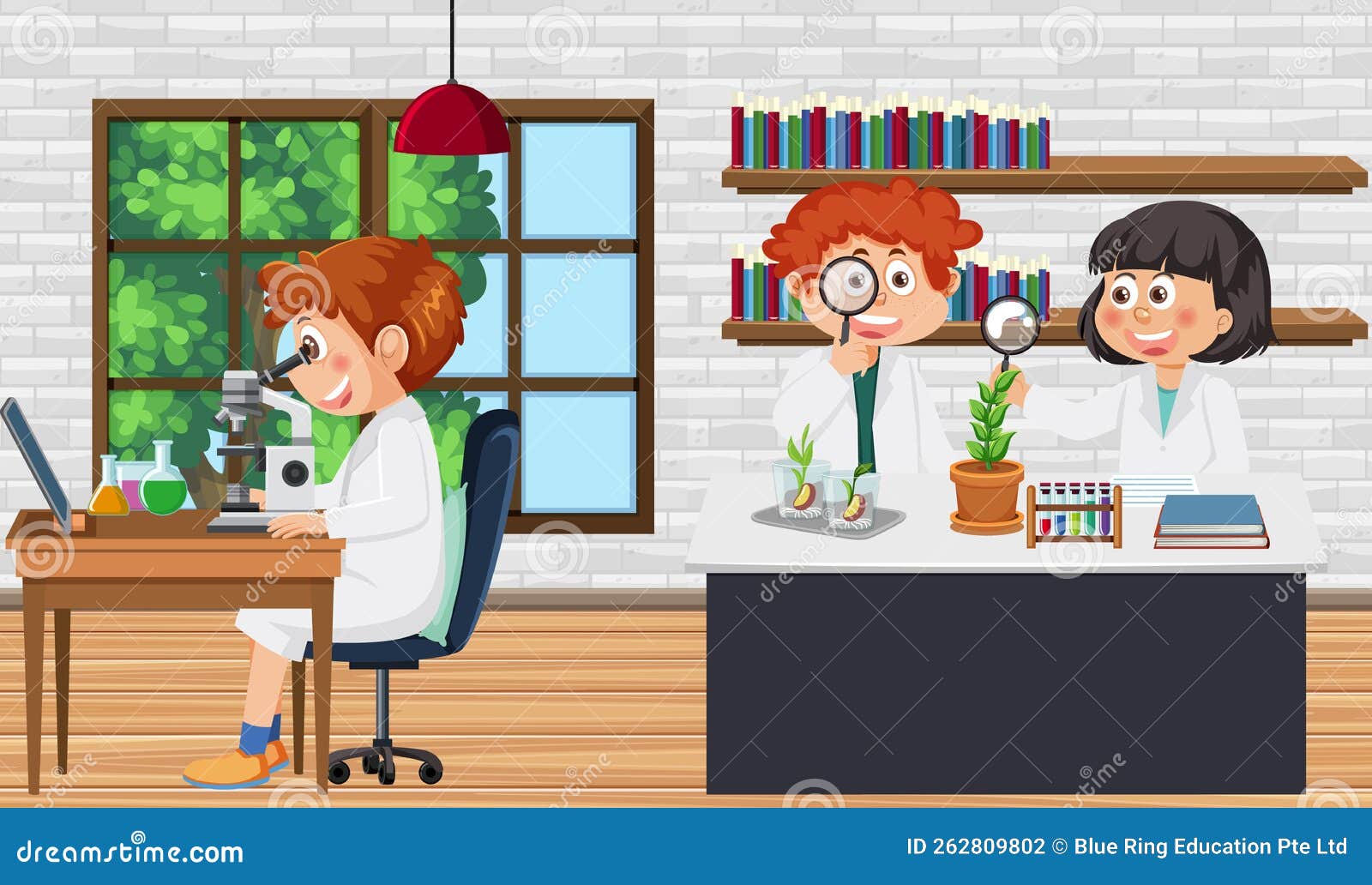 Student Doing Science Experiment in Laboratory Stock Vector ...