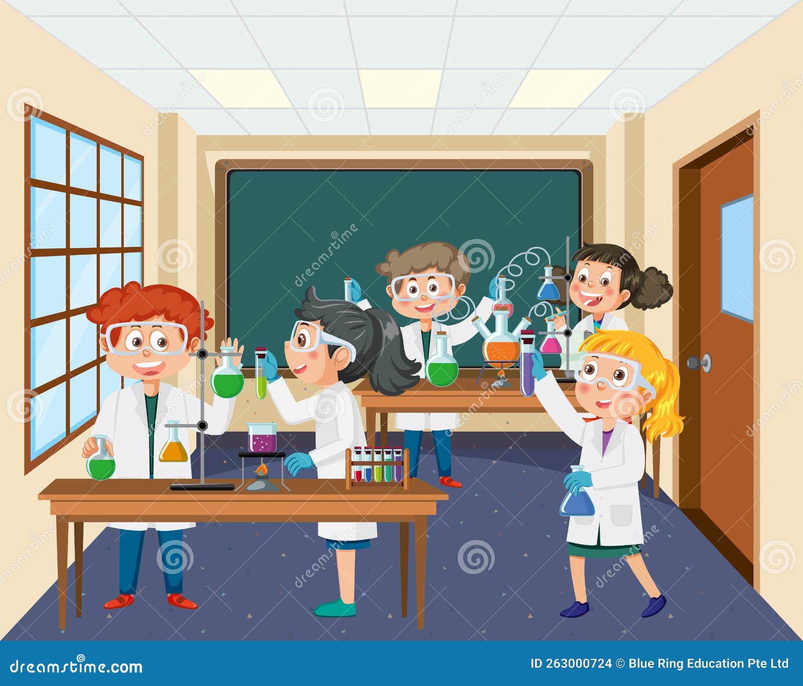 Student Doing Science Experiment in Laboratory Stock Vector ...