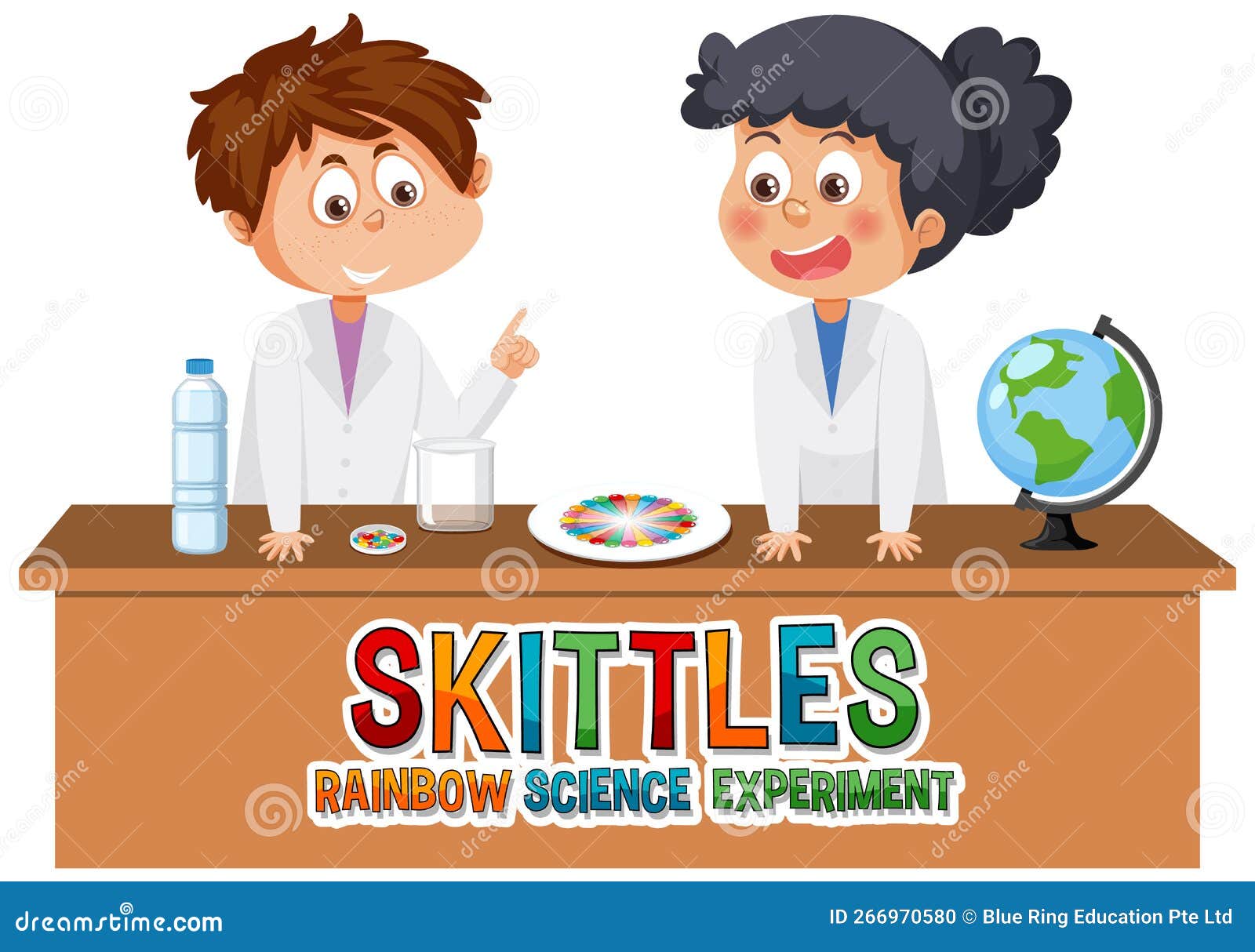 Student Doing Skittles Rainbow Science Experiment Stock Vector ...