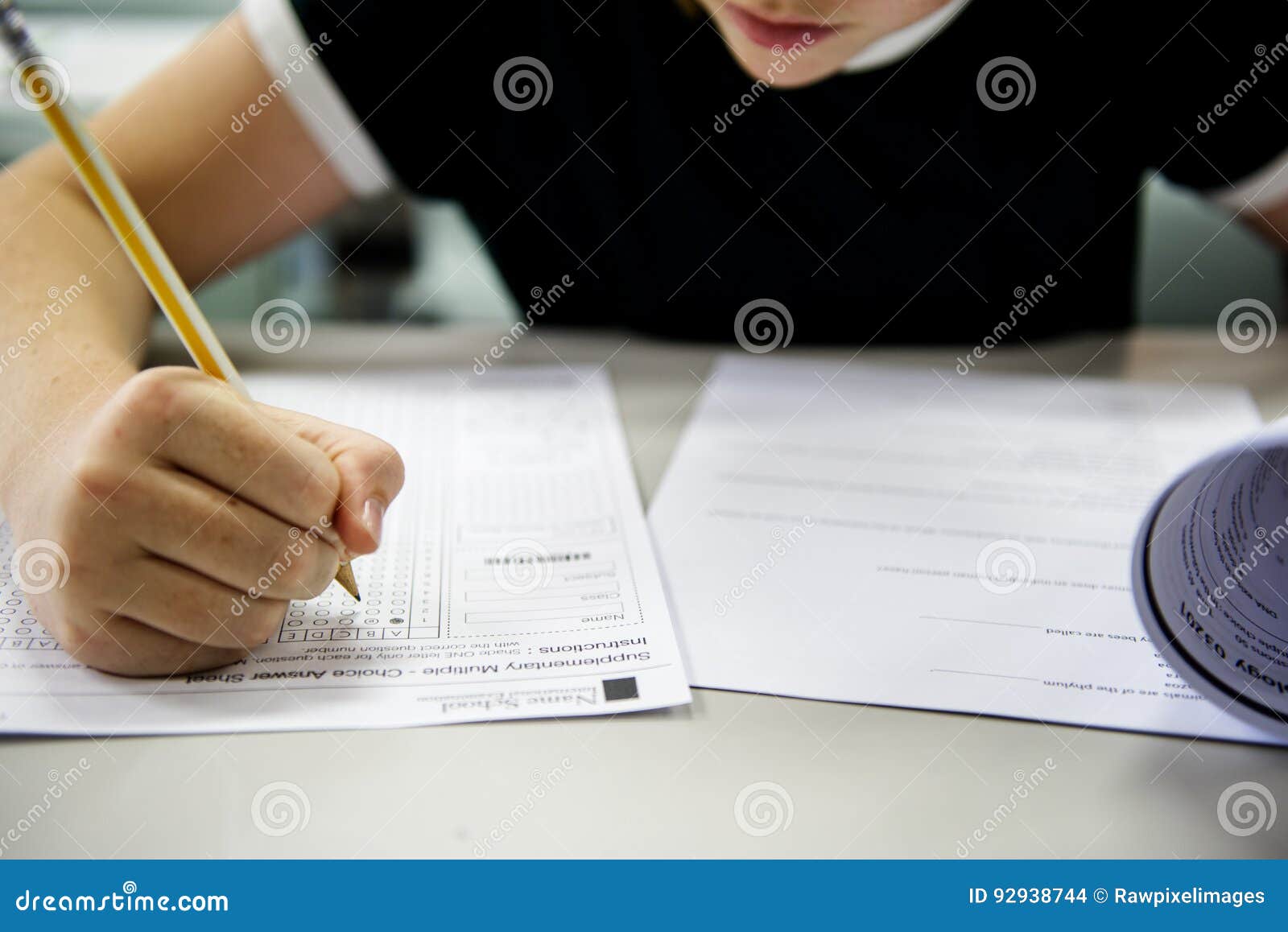 Student Doing the Test Exam Stock Photo - Image of person, examination ...
