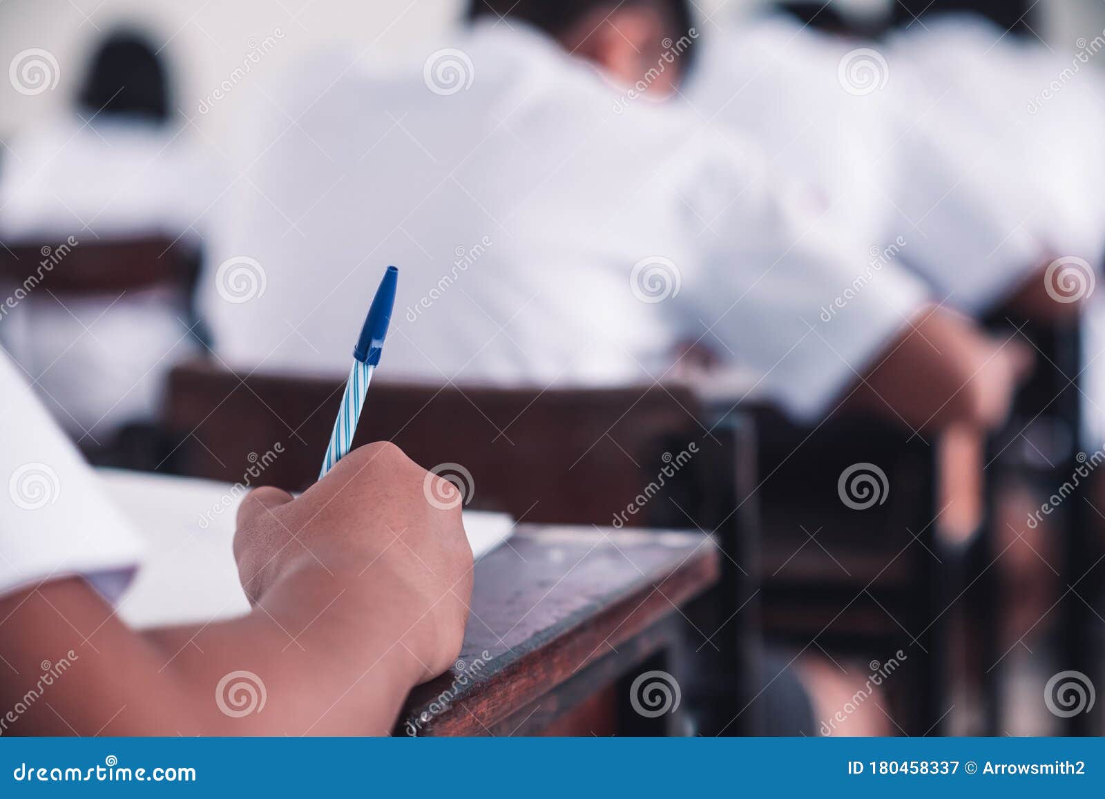 Student Doing Test or Exam in Classroom of School with Stress Stock ...