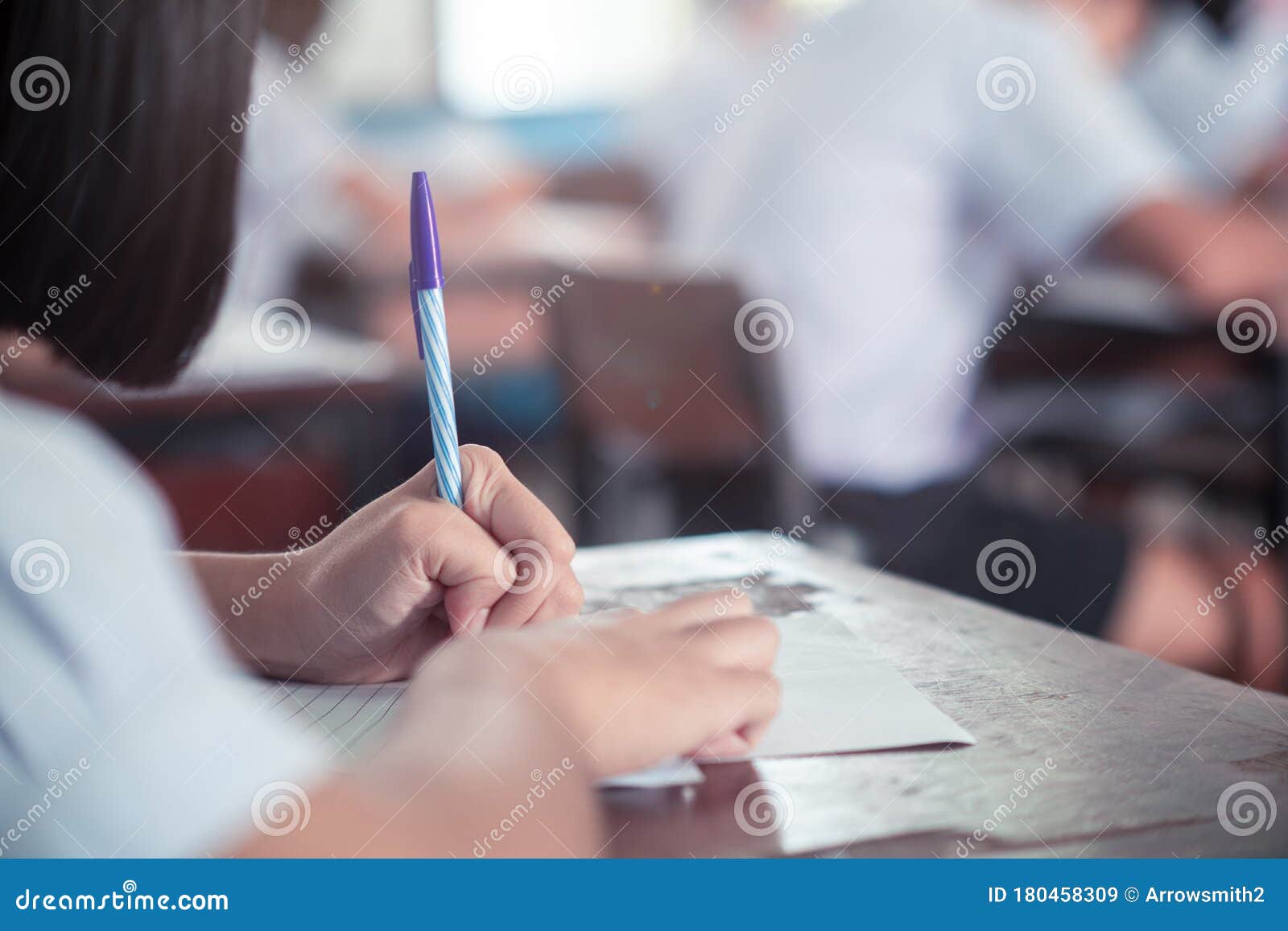 Student Doing Test or Exam in Classroom of School with Stress Stock ...