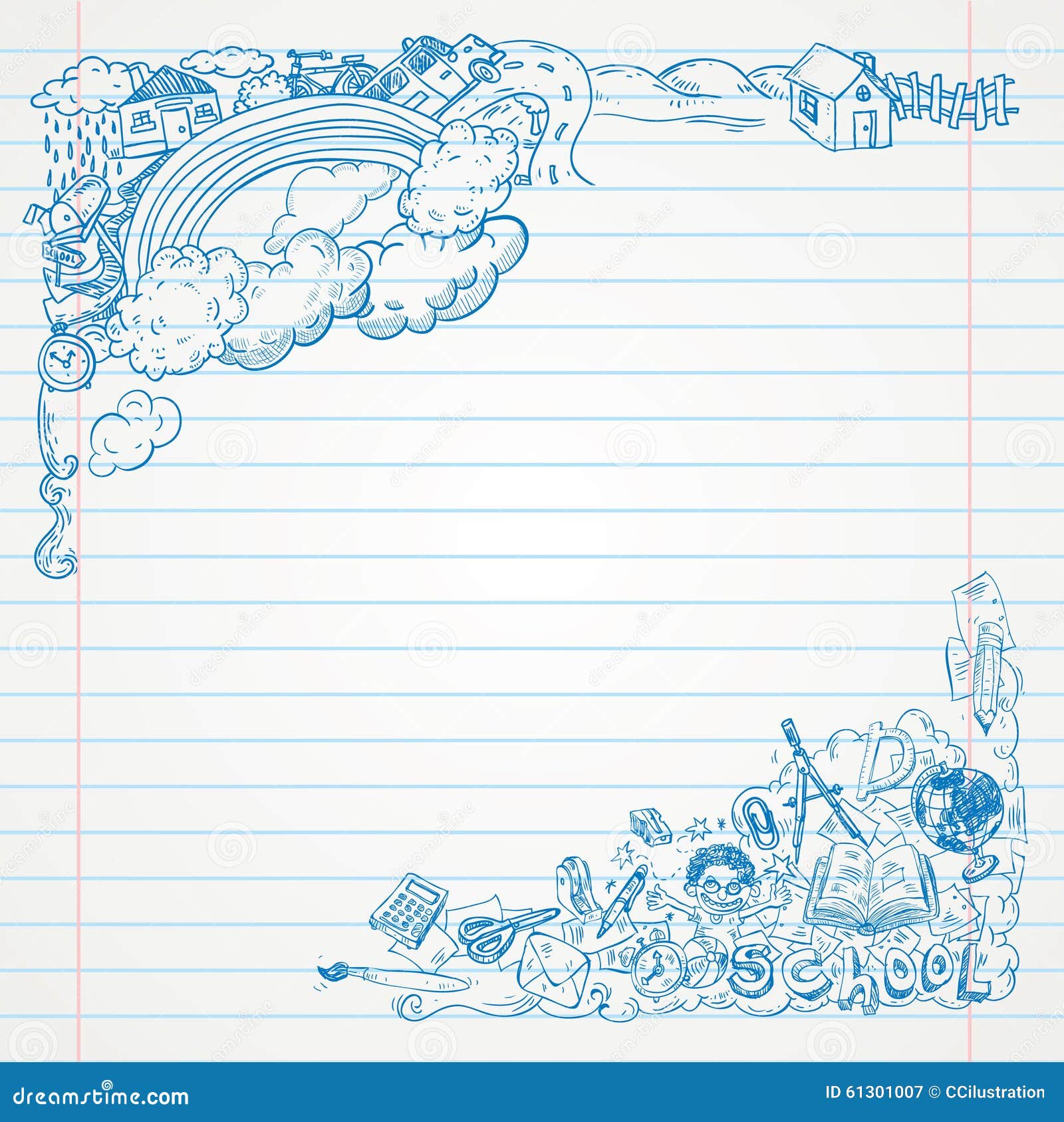 Student Doodle on Paper, Back To School Sketchbook Illustration Stock ...