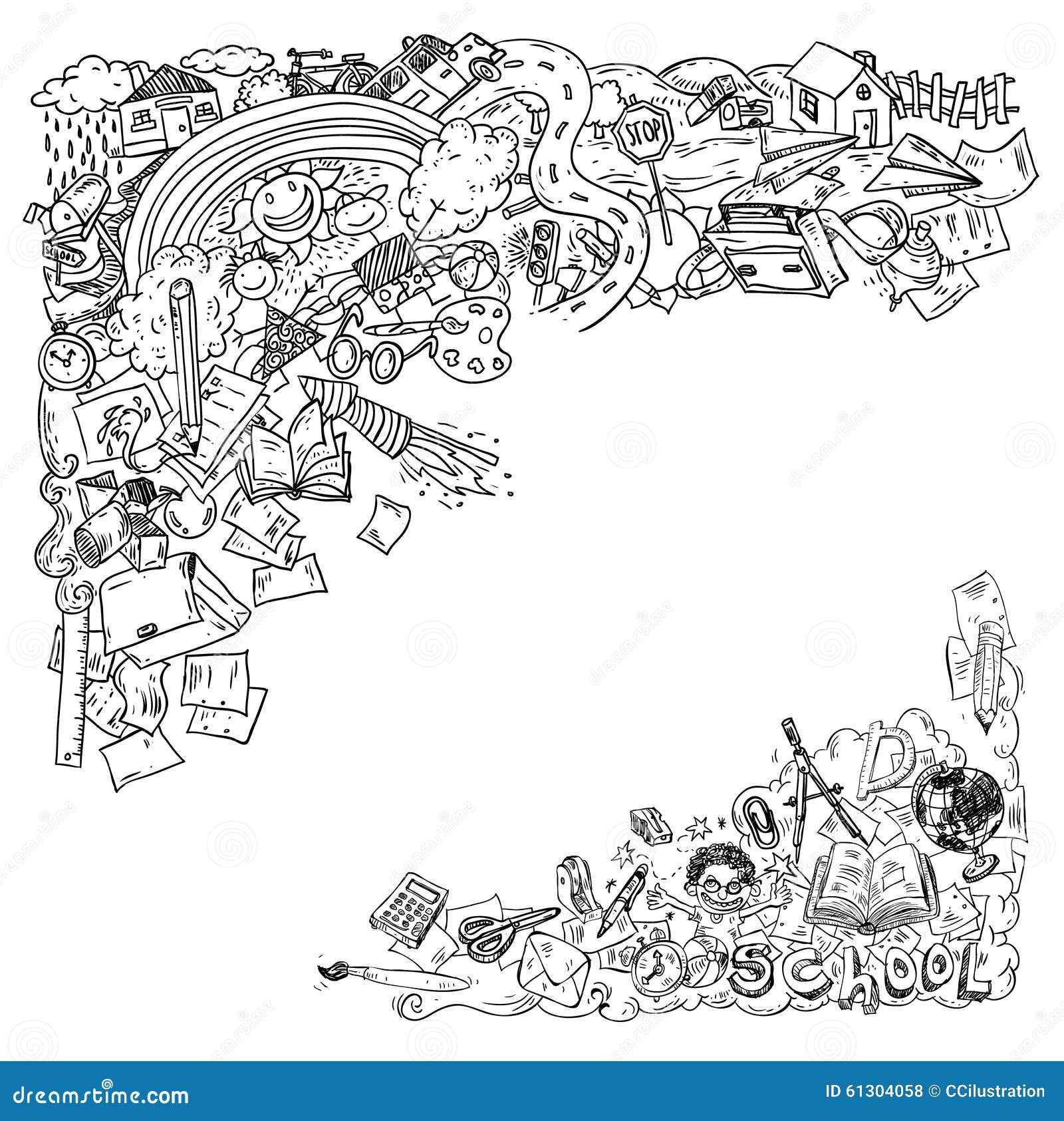 Student Doodle on Paper, Back To School Sketchbook Illustration Stock ...