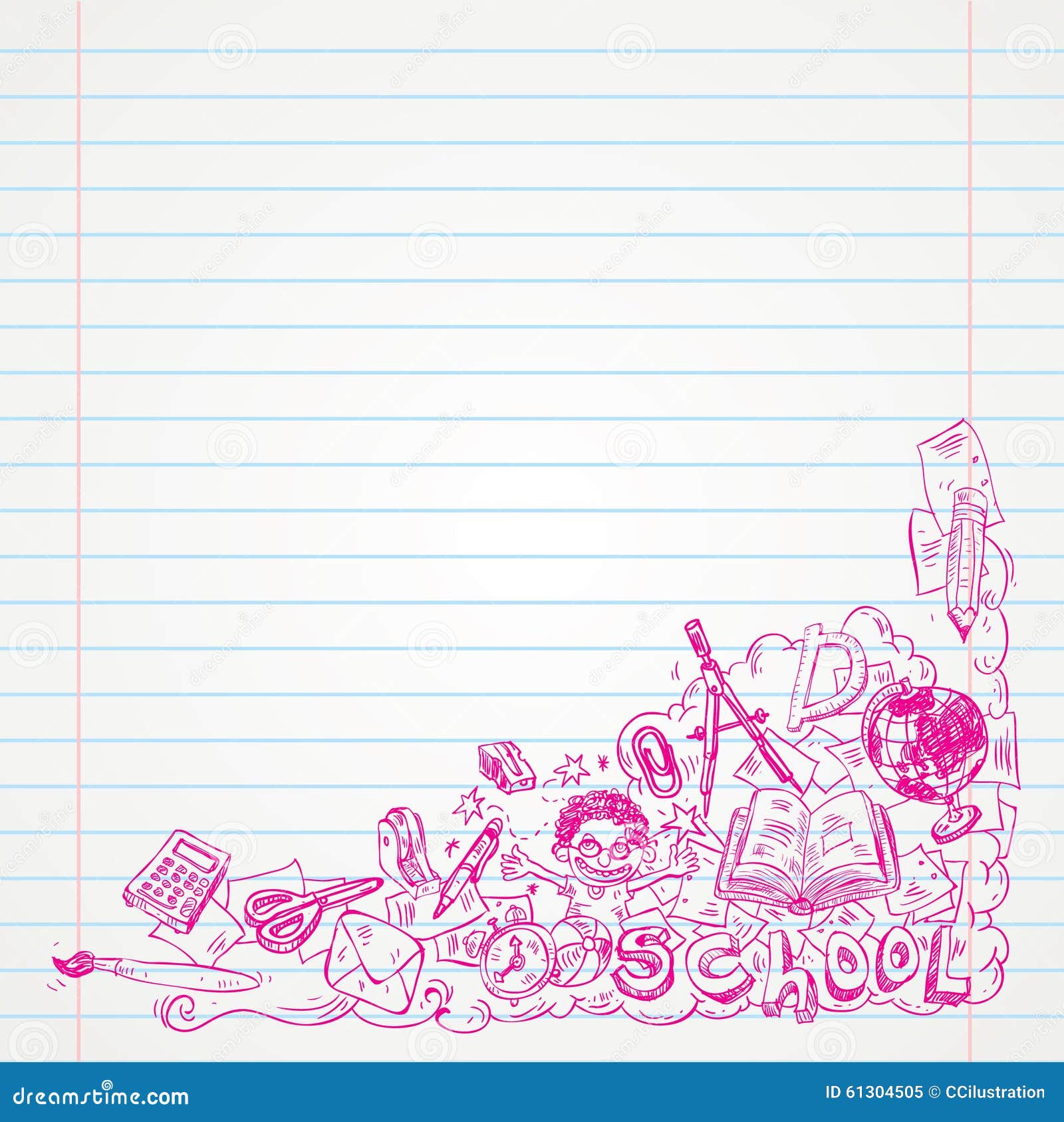 Student Doodle on Paper, Back To School Sketchbook Illustration Stock ...