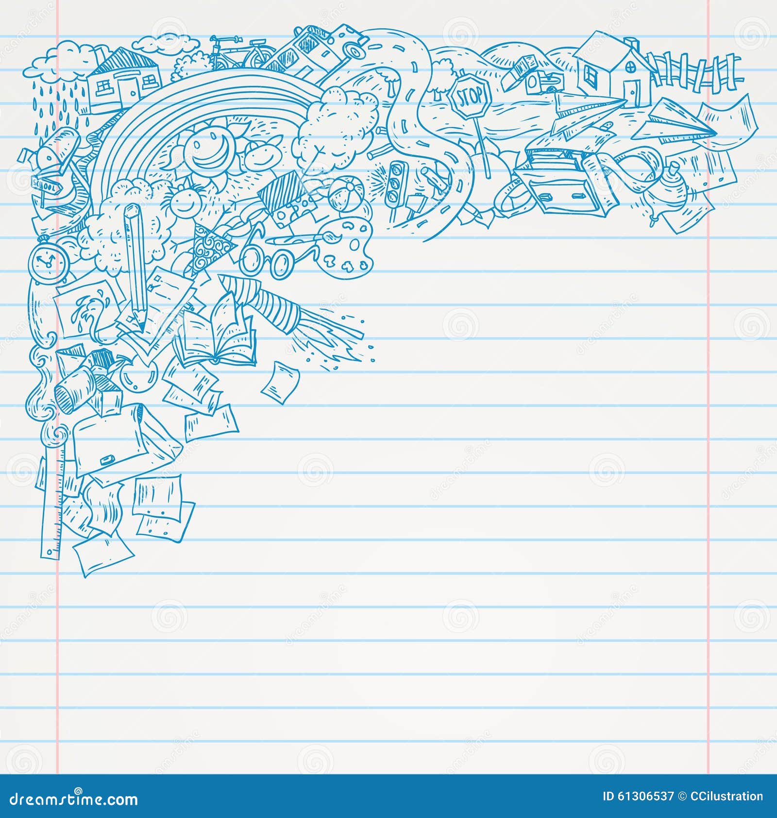 Student Doodle on Paper, Back To School Sketchbook Illustration Stock ...