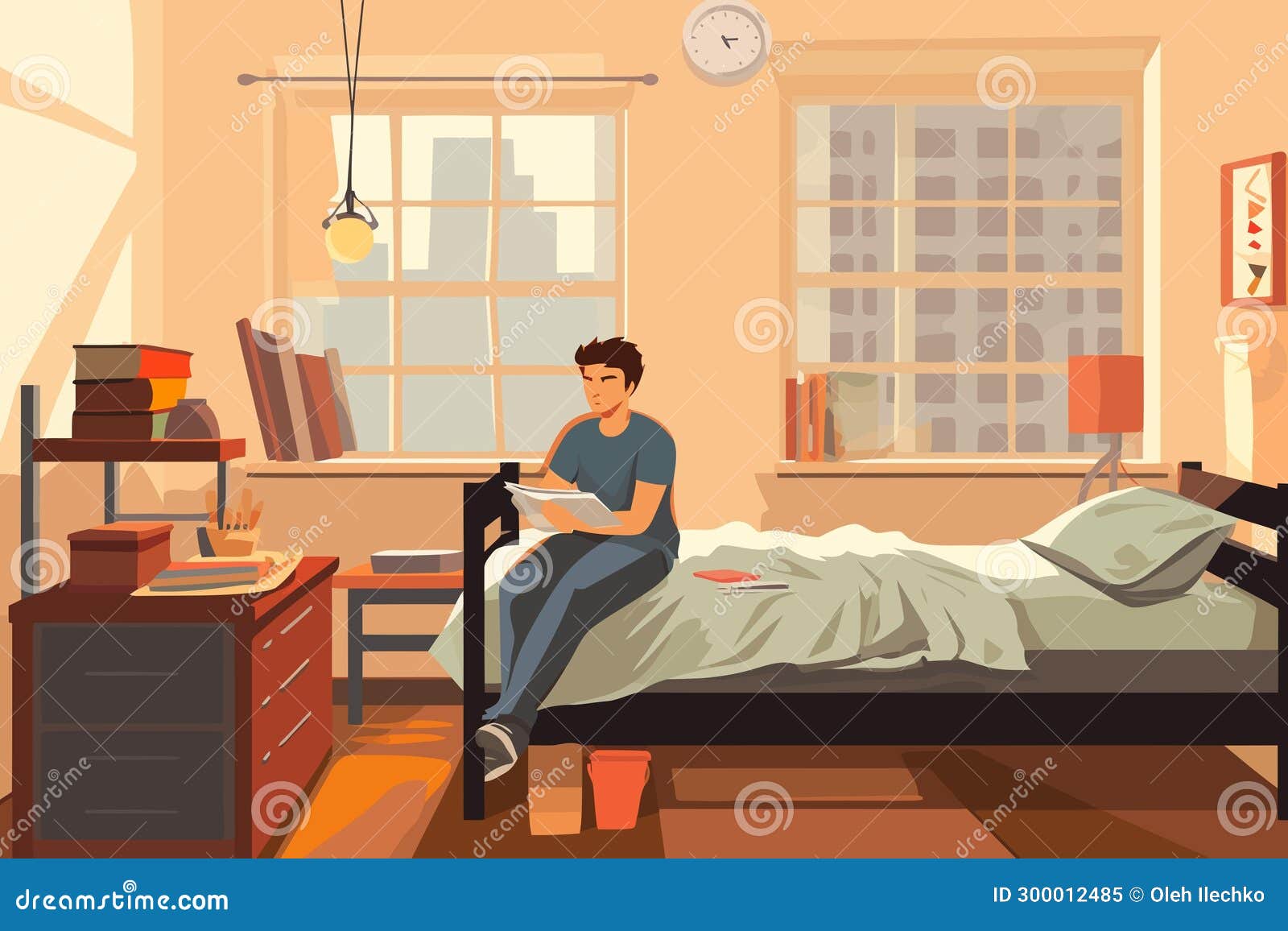 Student in the Dorm Isolated Vector Style Illustration Stock Vector ...