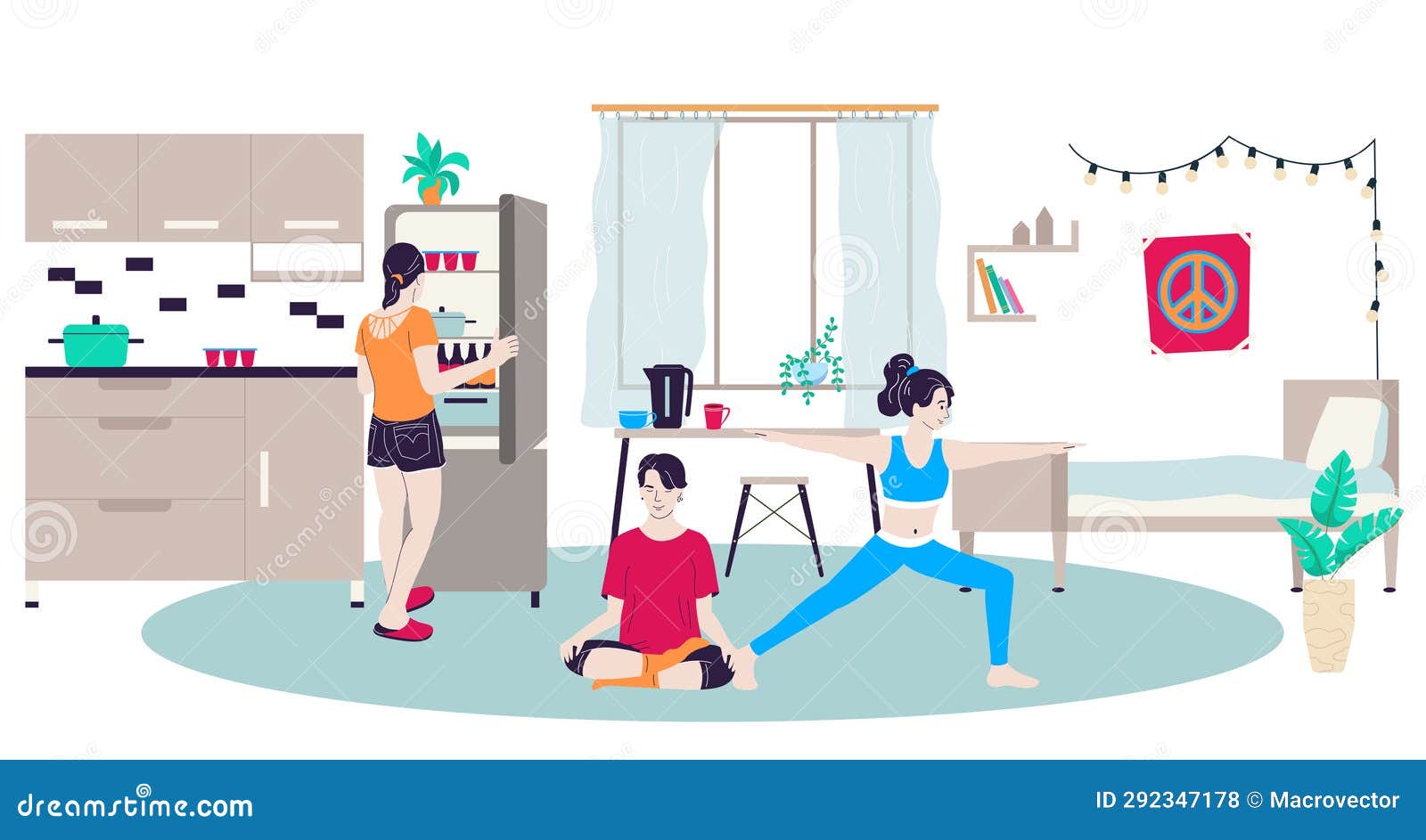 Student Dormitory Isometric Set Vector Illustration | CartoonDealer.com ...